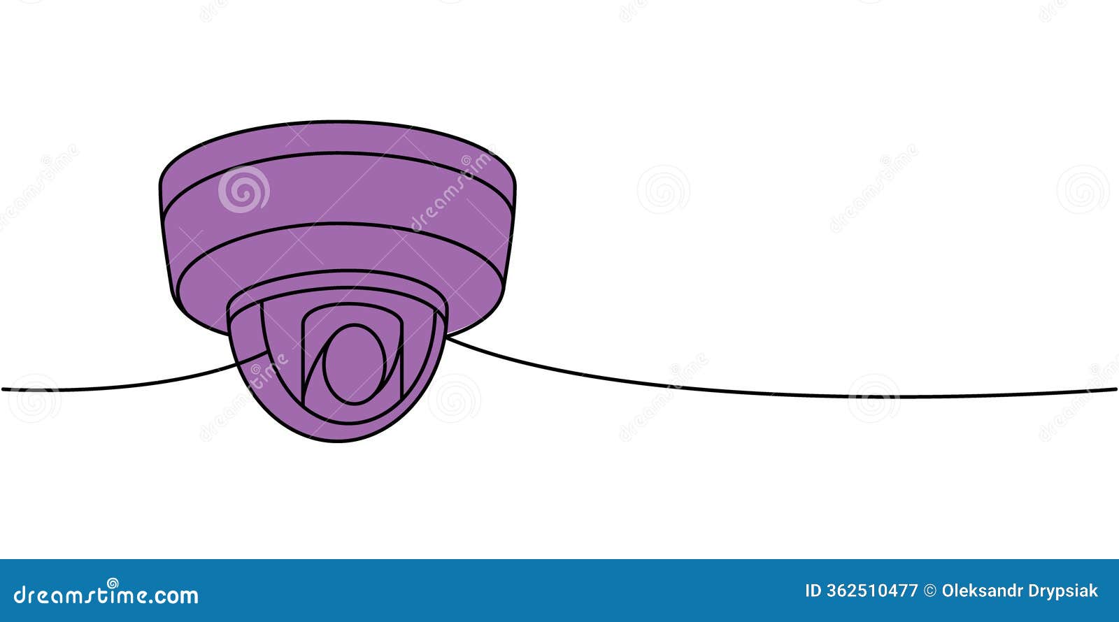 External CCTV Camera One Line Colored Continuous Drawing. Security ...
