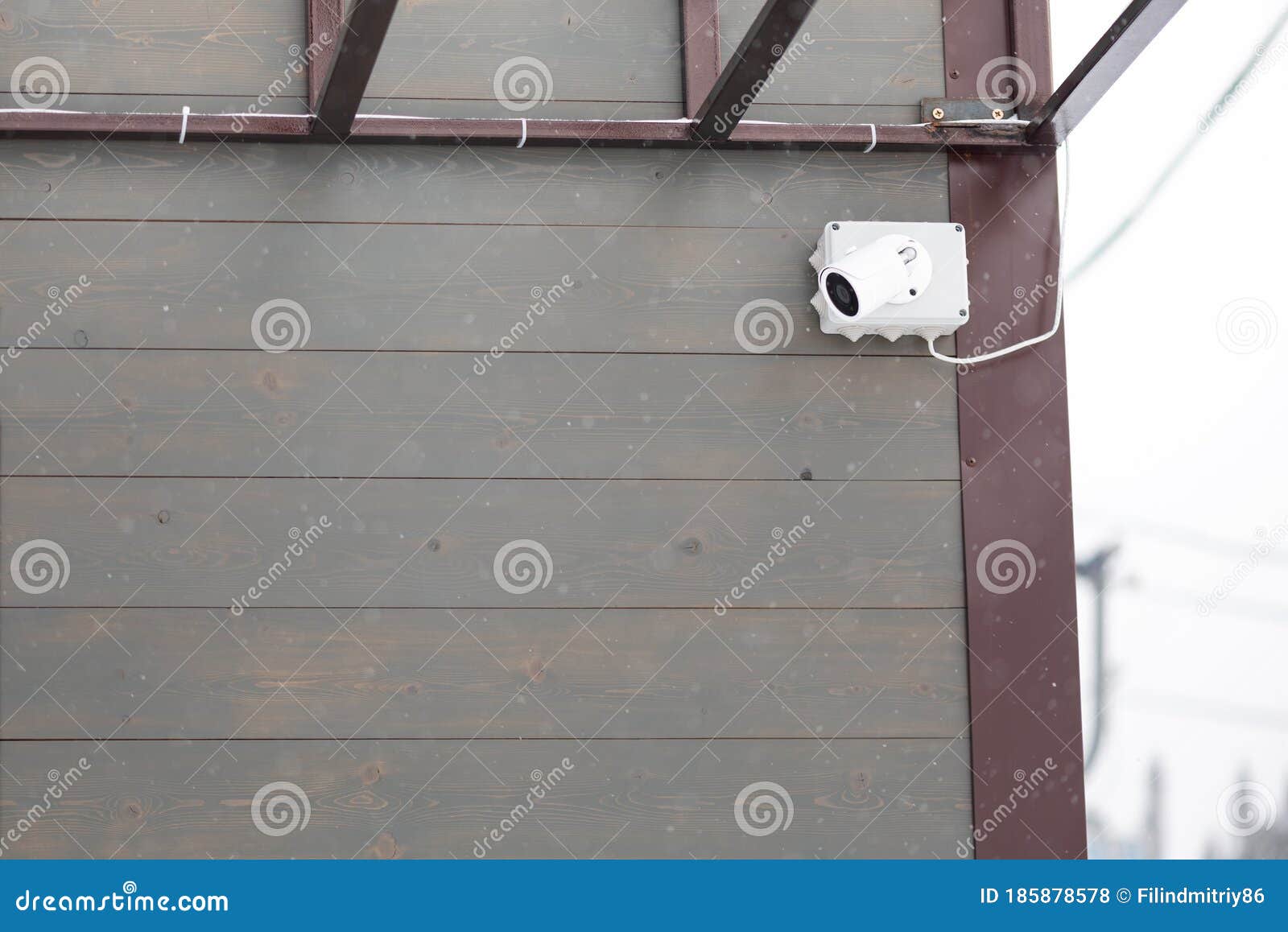 External CCTV Surveillance Cameras Installed On A Tall Pole At A ...