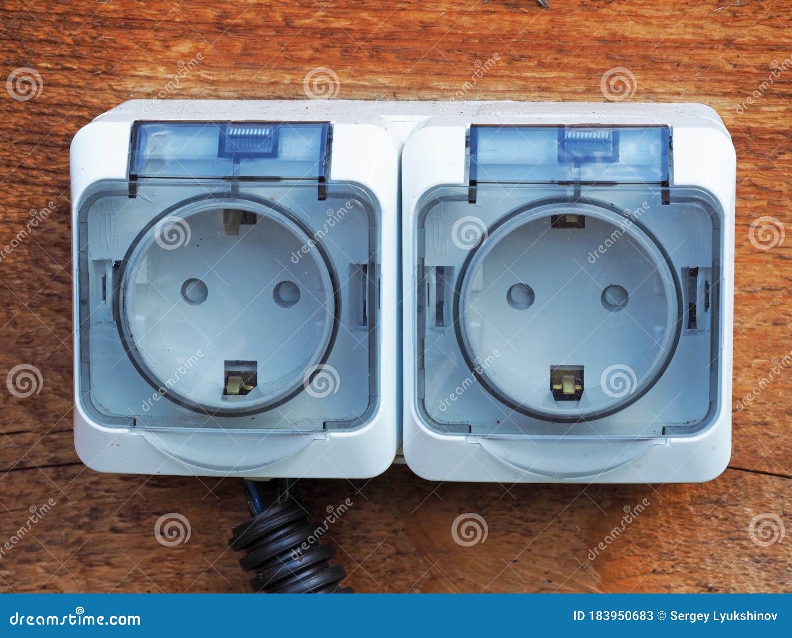 External Electrical Outlet on the Wooden Wall of the House. Stock Image ...