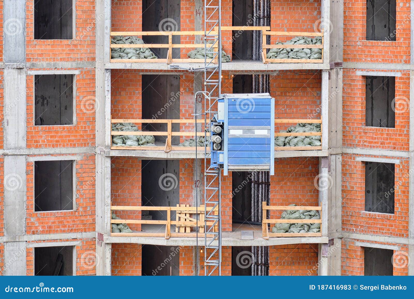 External Elevator on a Residential Building Under Construction Stock ...
