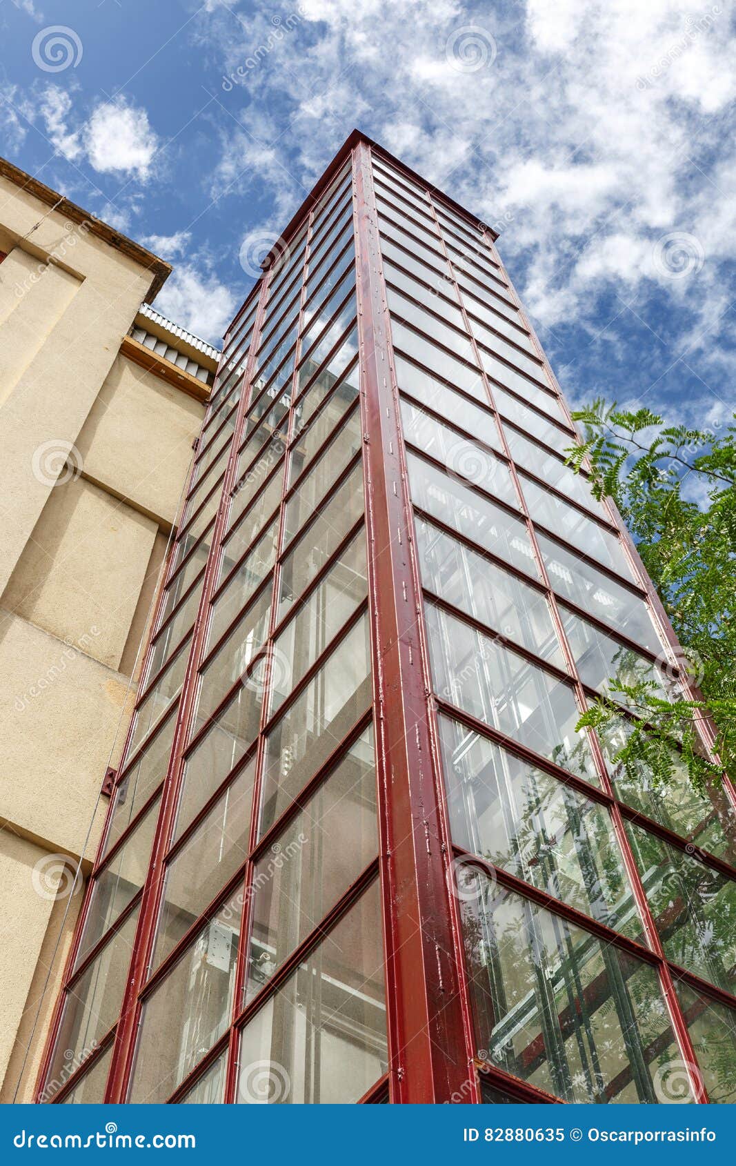 External Elevator in a Small Building Stock Image - Image of shiny ...