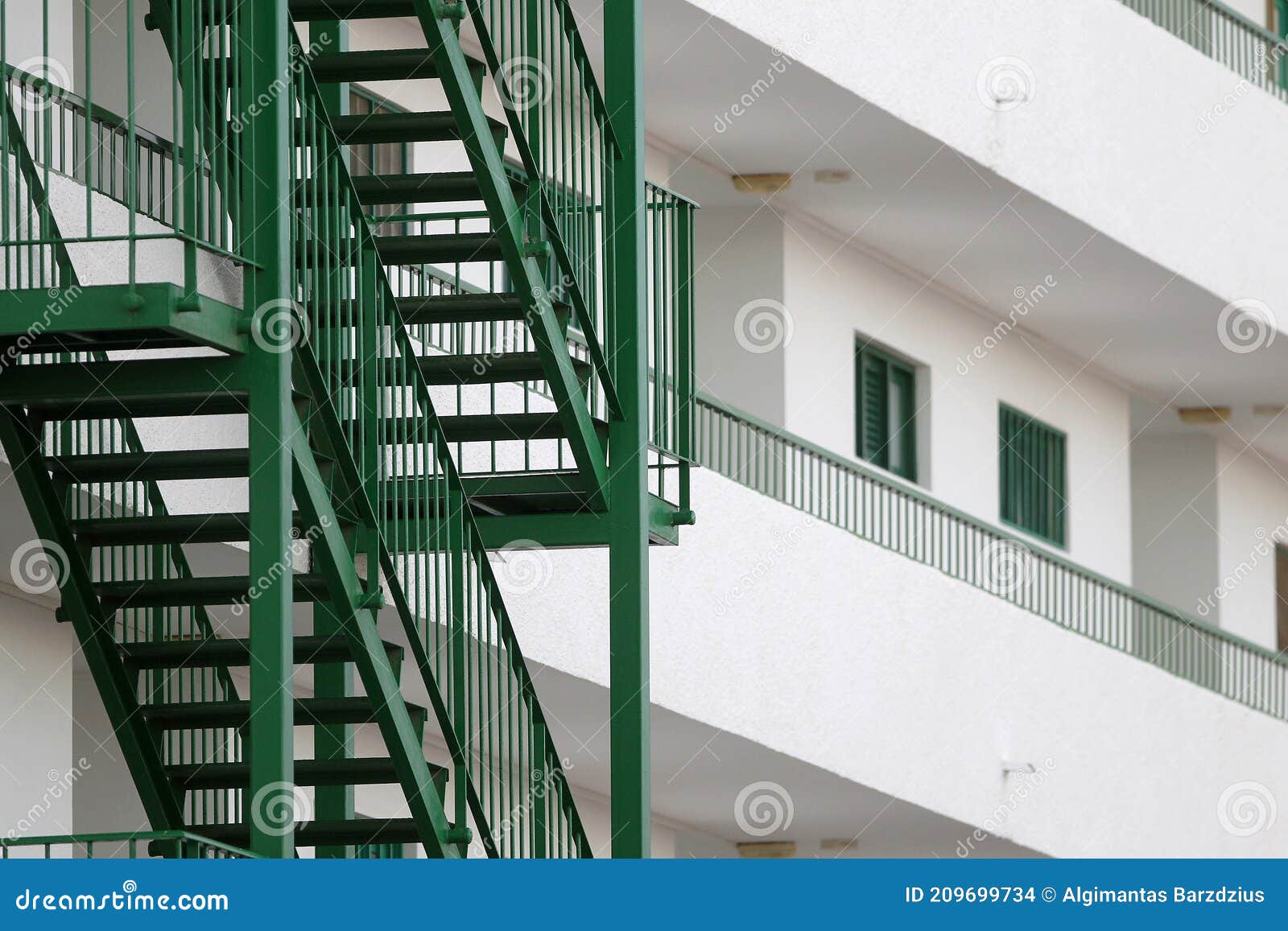 External Fire Escapes in a Modern Building Stock Photo - Image of life ...