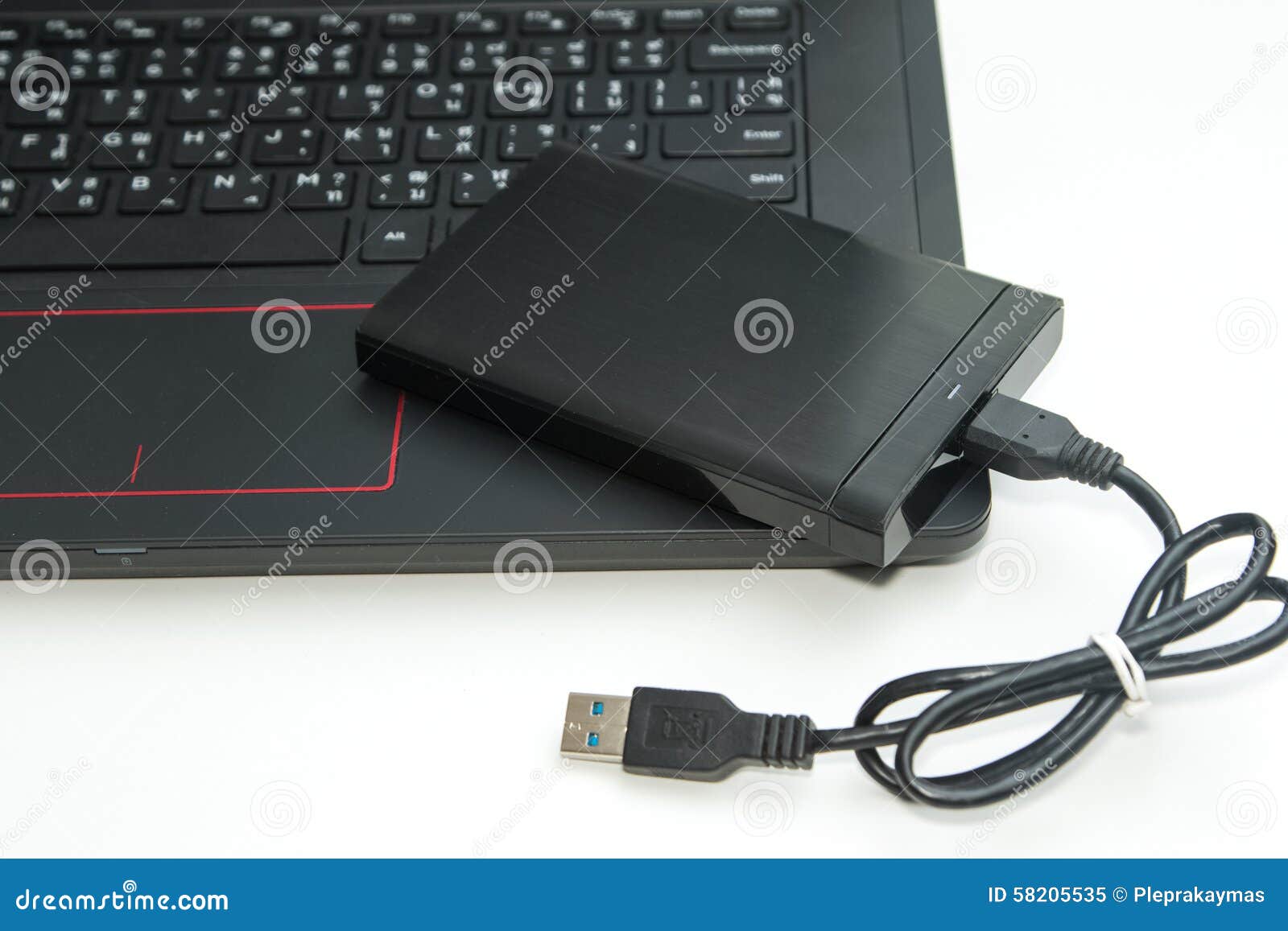 External Hard Disk Connect To Computer Notebook Stock Image - Image of ...