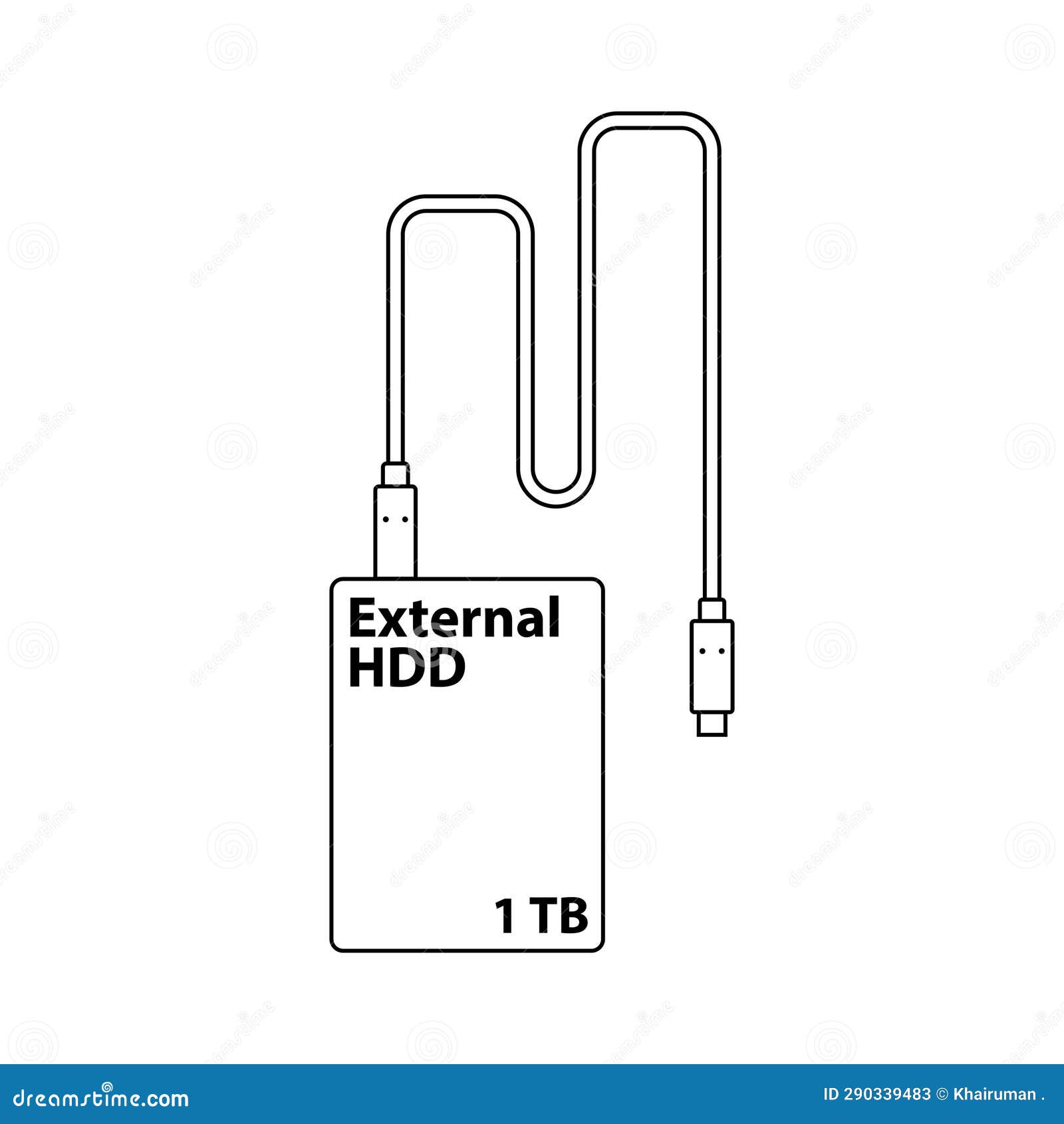 External Hard Disk Drive Outline Icon Illustration on White Background ...