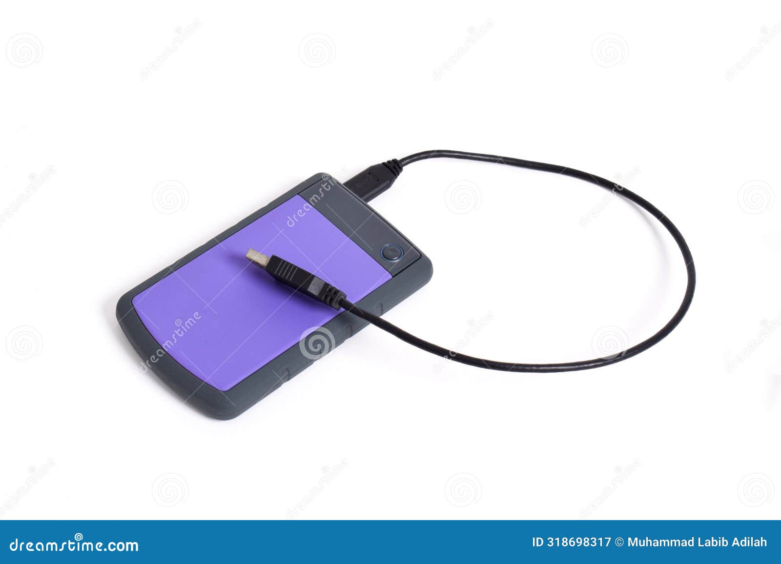 External Hard Disk Drive with Usb Cable Isolated on White Background ...