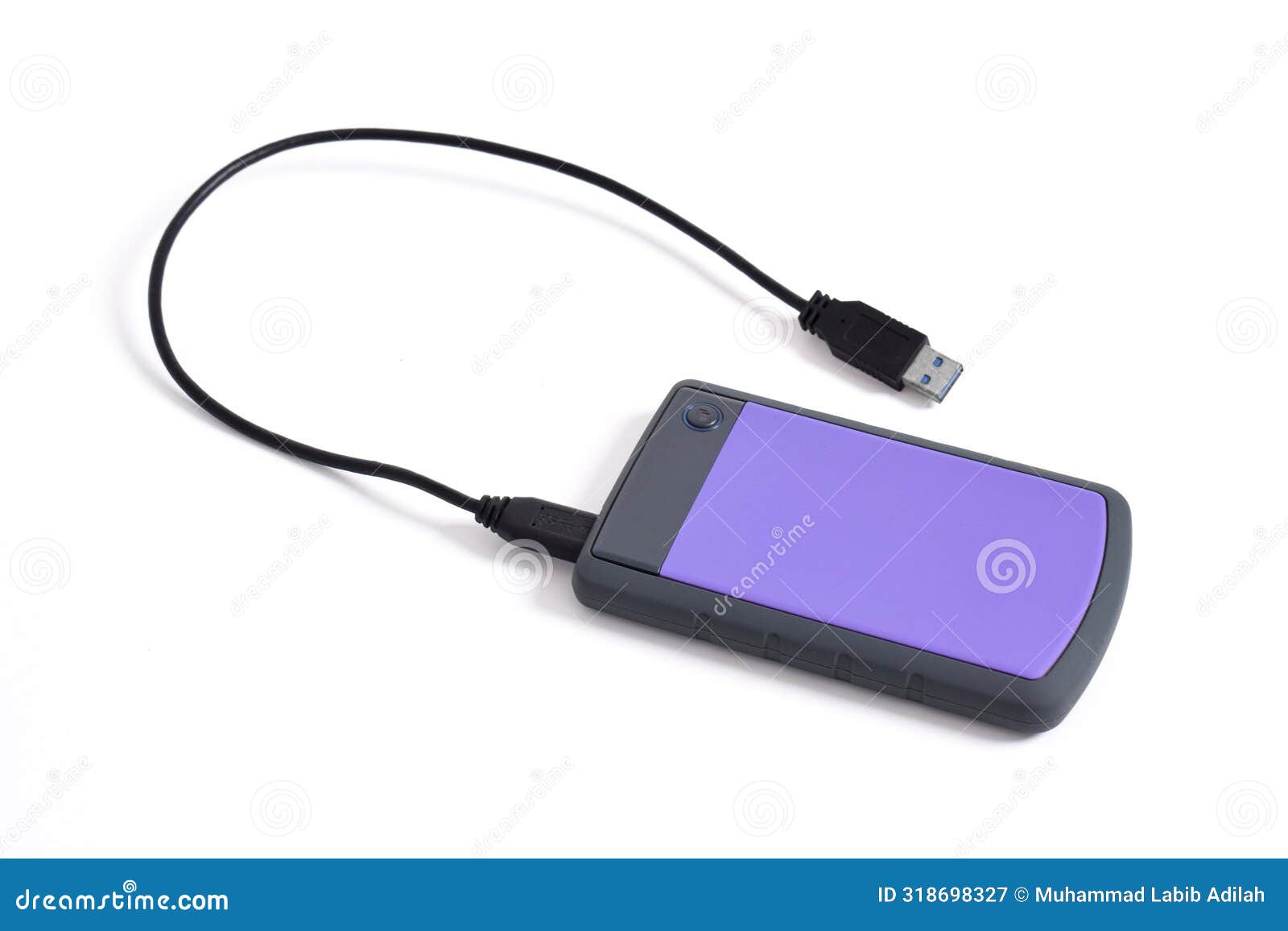 External Hard Disk Drive with Usb Cable Isolated on White Background ...