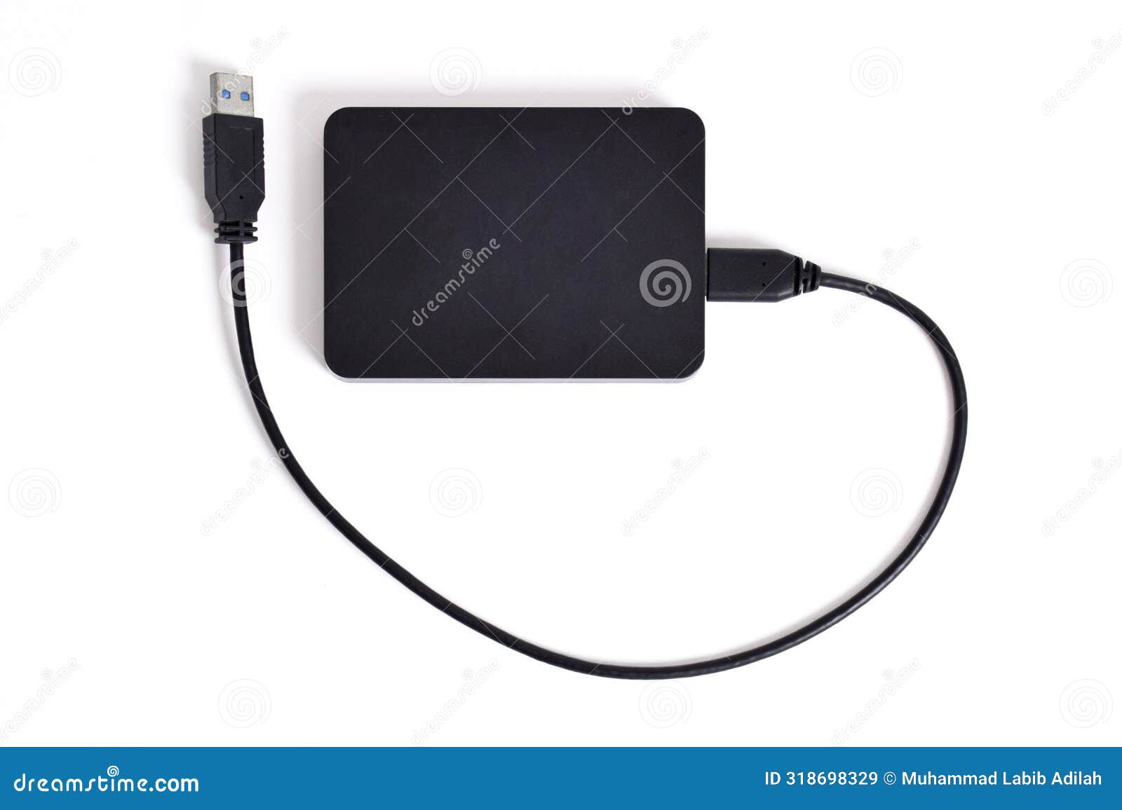 External Hard Disk Drive with Usb Cable Isolated on White Background ...
