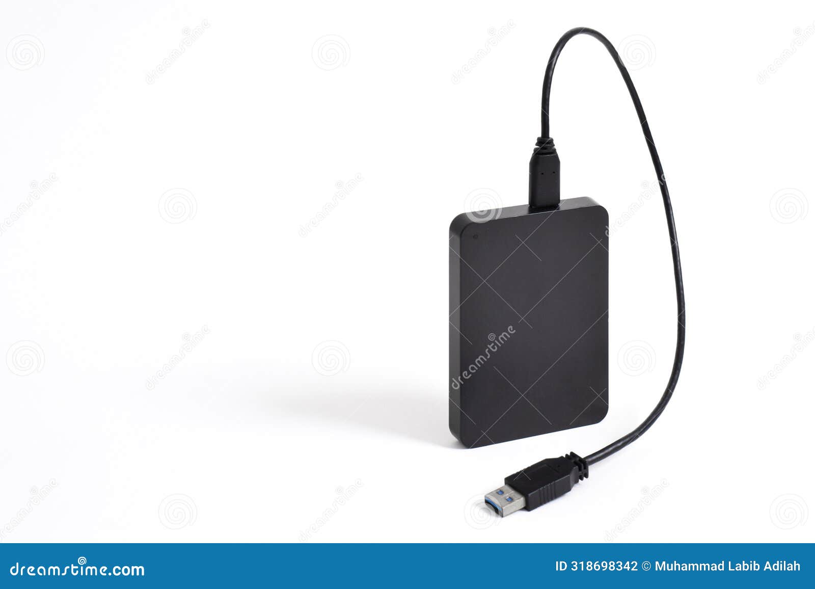 External Hard Disk Drive with Usb Cable Isolated on White Background ...