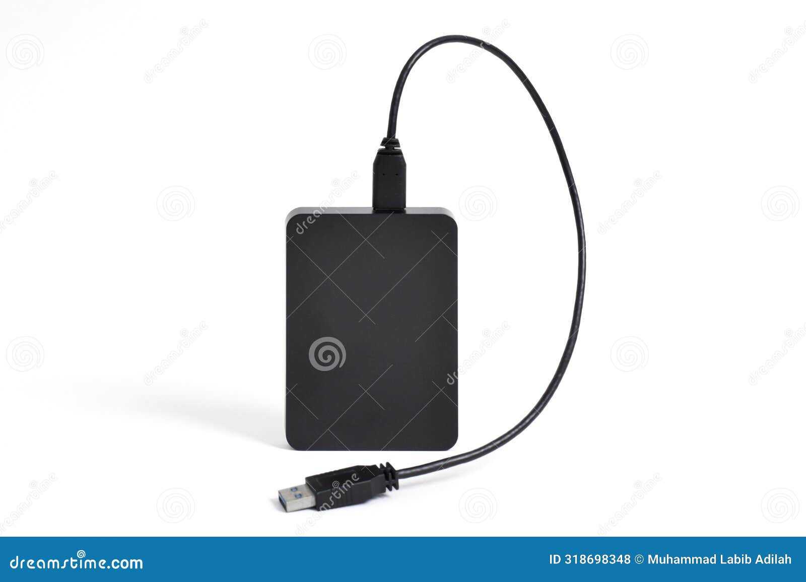 External Hard Disk Drive with Usb Cable Isolated on White Background ...