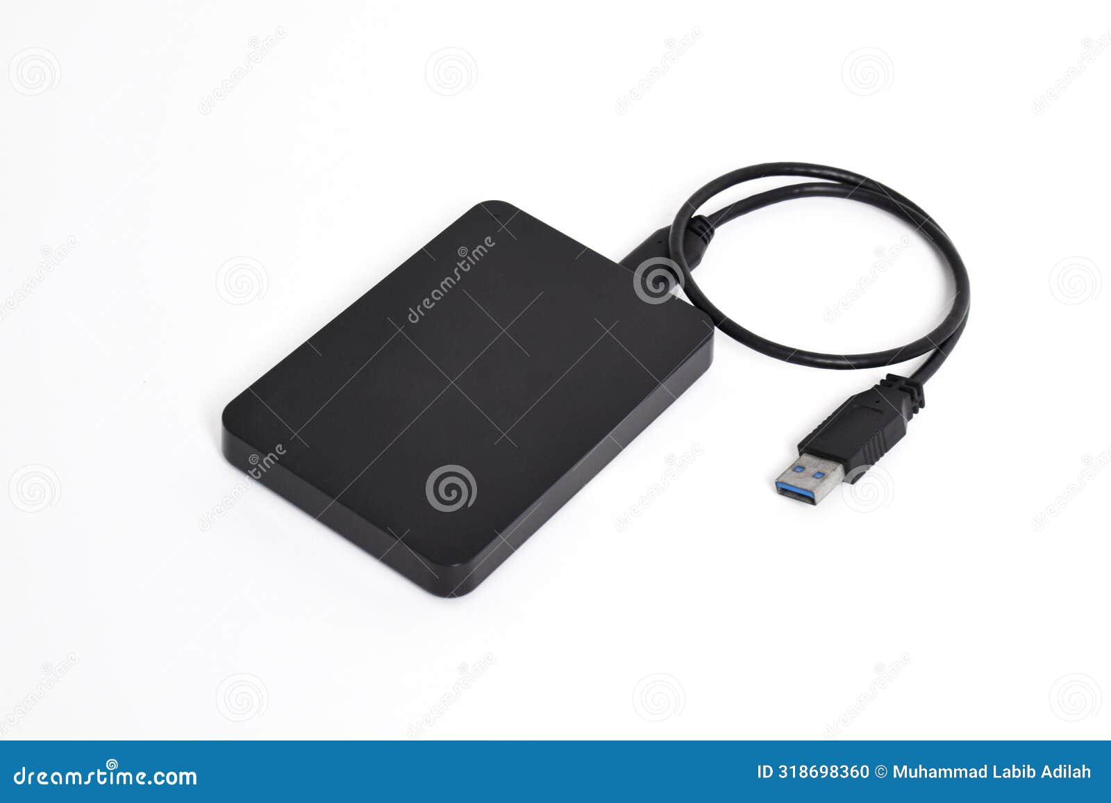 External Hard Disk Drive with Usb Cable Isolated on White Background ...