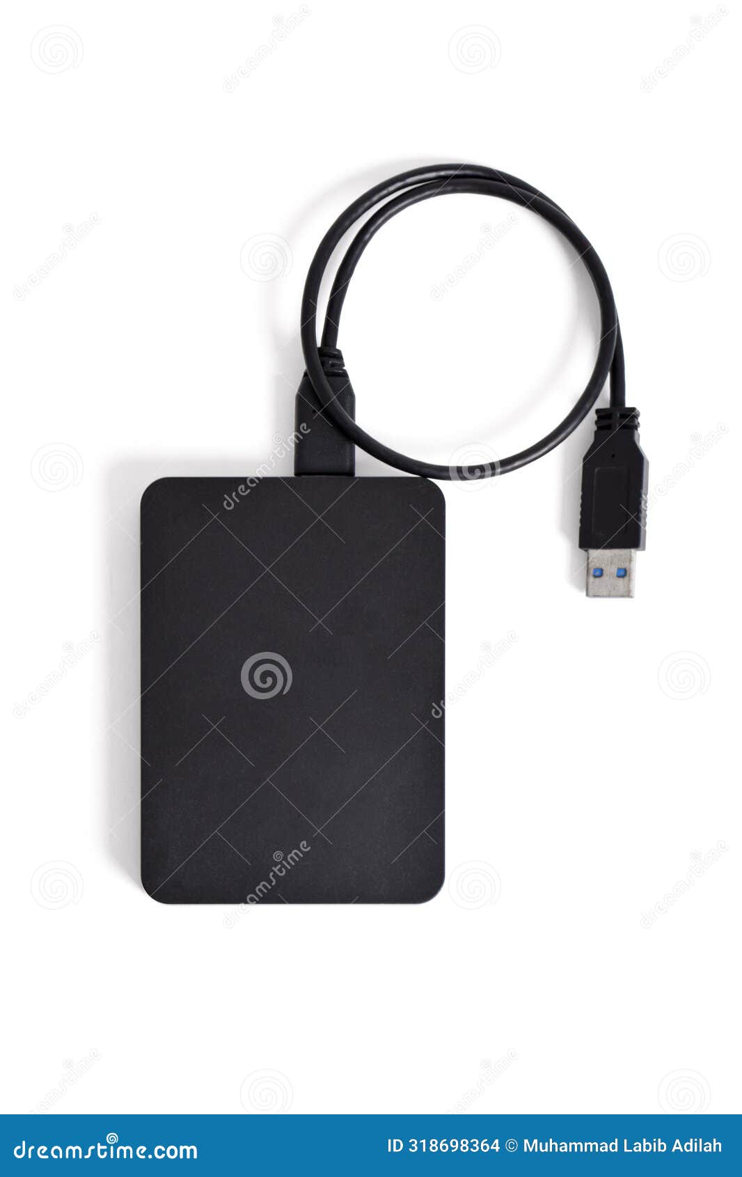 External Hard Disk Drive with Usb Cable Isolated on White Background ...
