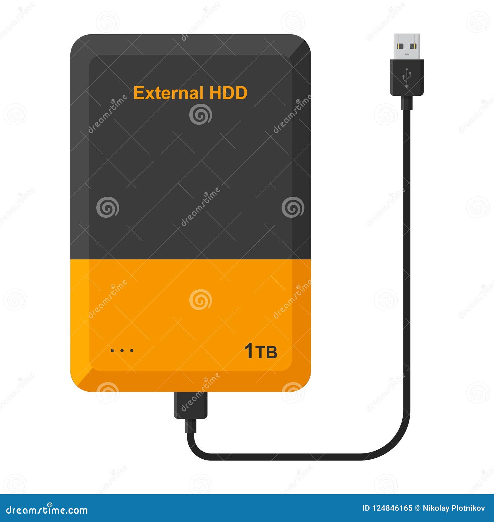 External Hard Disk Drive With USB Cable Isolated On White Background ...
