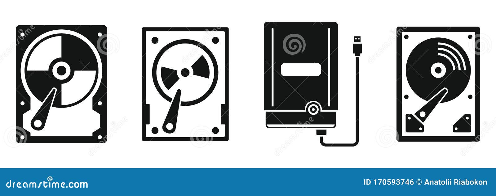 External Hard Disk Icons Set, Simple Style Stock Vector - Illustration ...