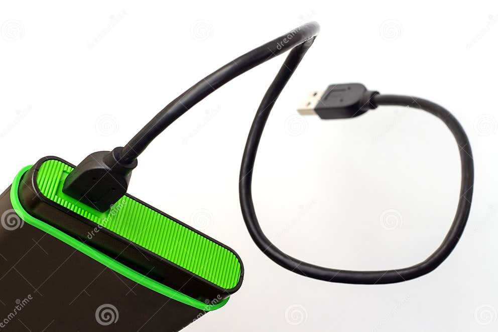 External Hard Drive for Backup with USB Connection Cable Stock Image ...