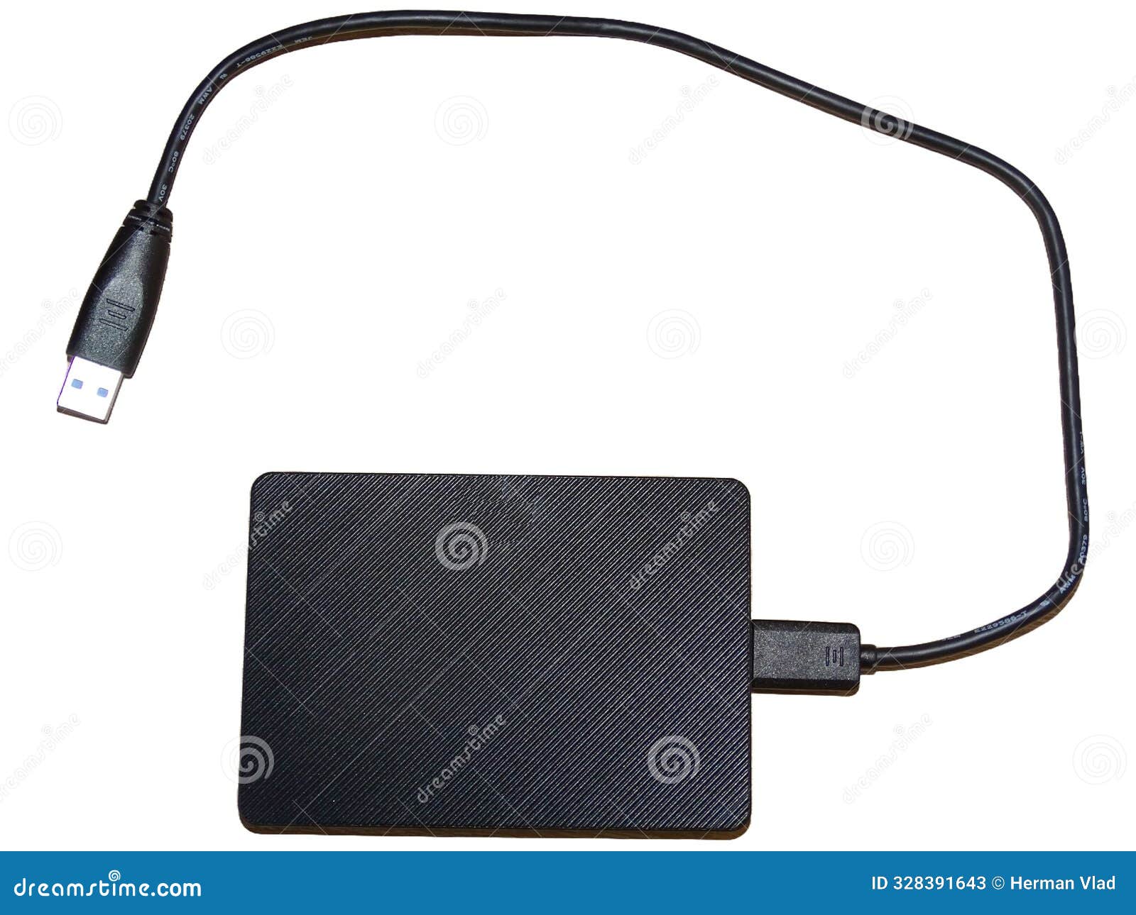 External Hard Drive with Cable Isolated on White Stock Image - Image of ...