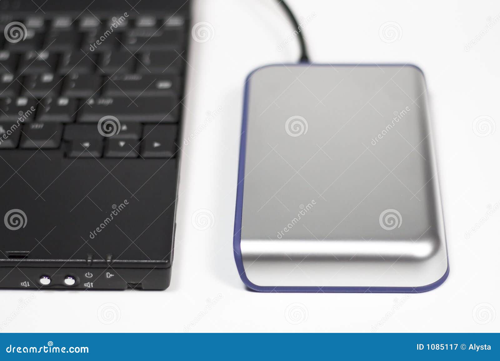 External Hard Drive and Computer Stock Image - Image of silver ...