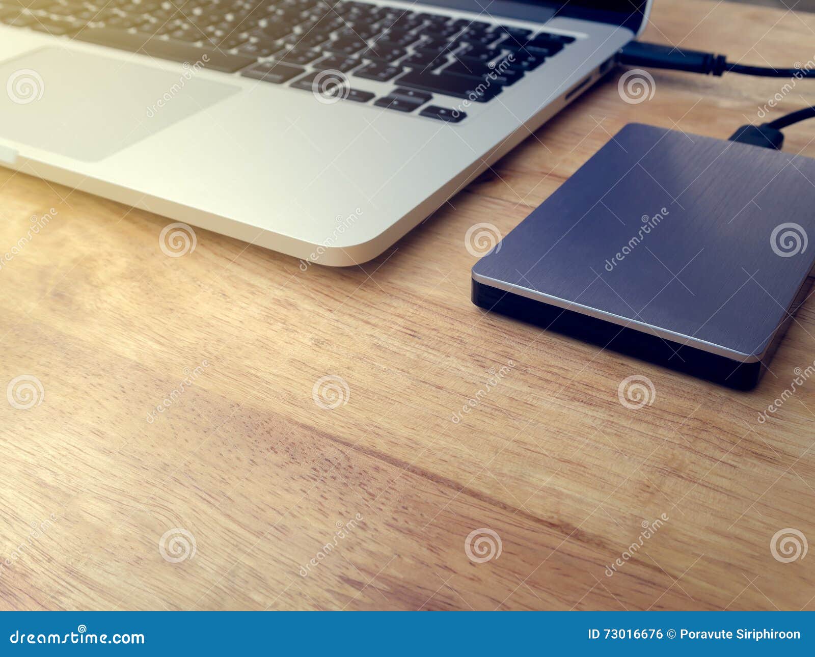 External Hard Drive Connected To Laptop Computer Stock Photo - Image of ...