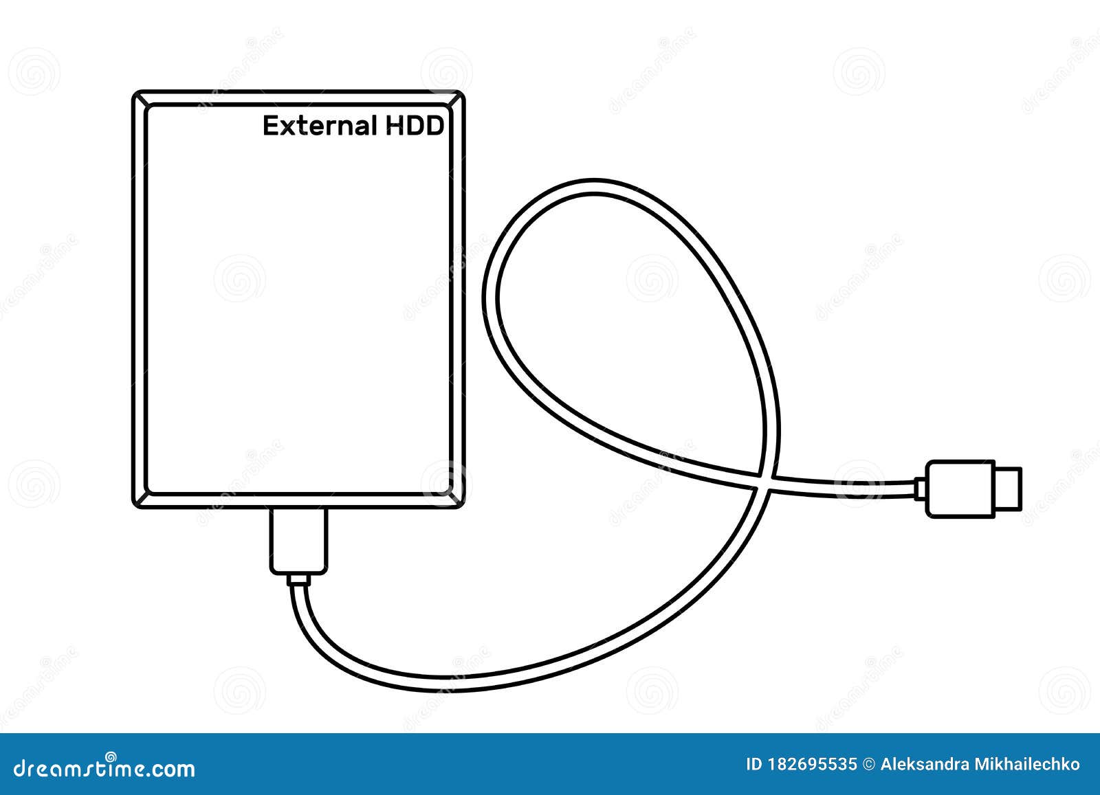 External Hard Drive 1tb Icon, Outline Style Cartoon Vector ...