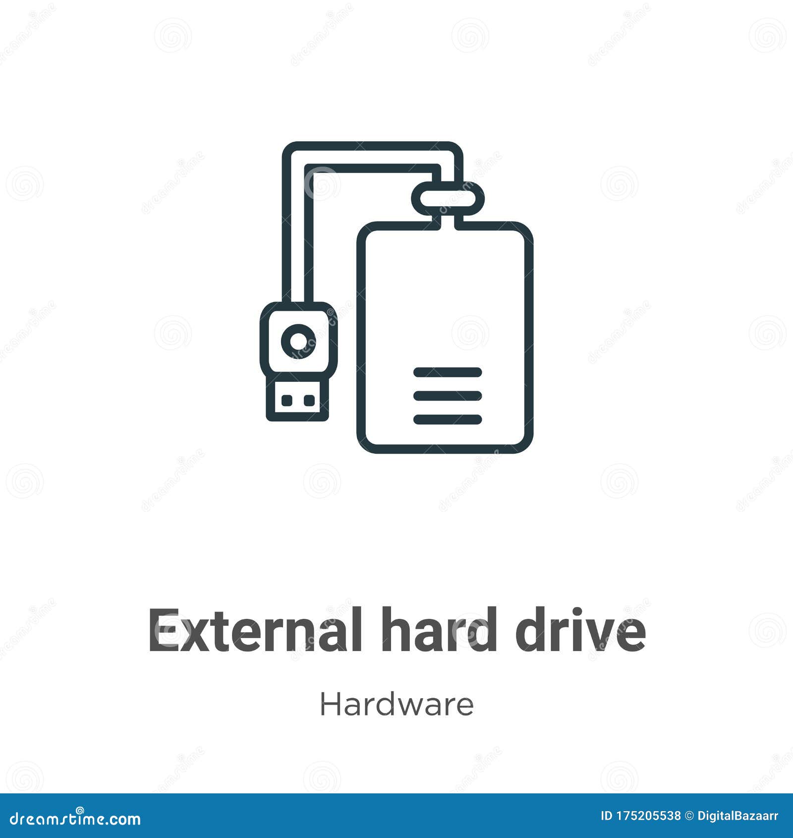 External Hard Drive Outline Vector Icon. Thin Line Black External Hard ...