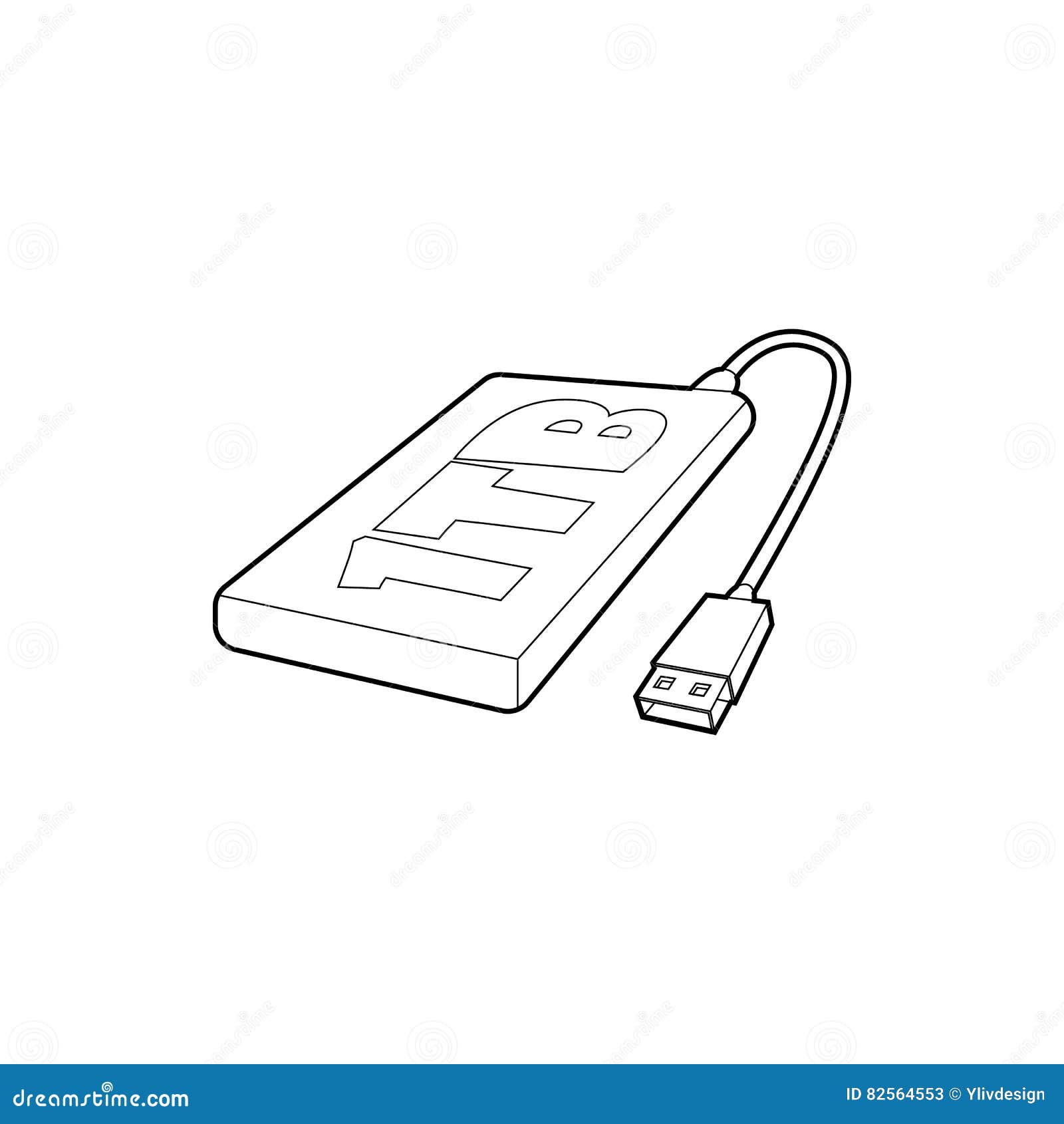 External Hard Drive 1tb Icon, Outline Style Cartoon Vector ...