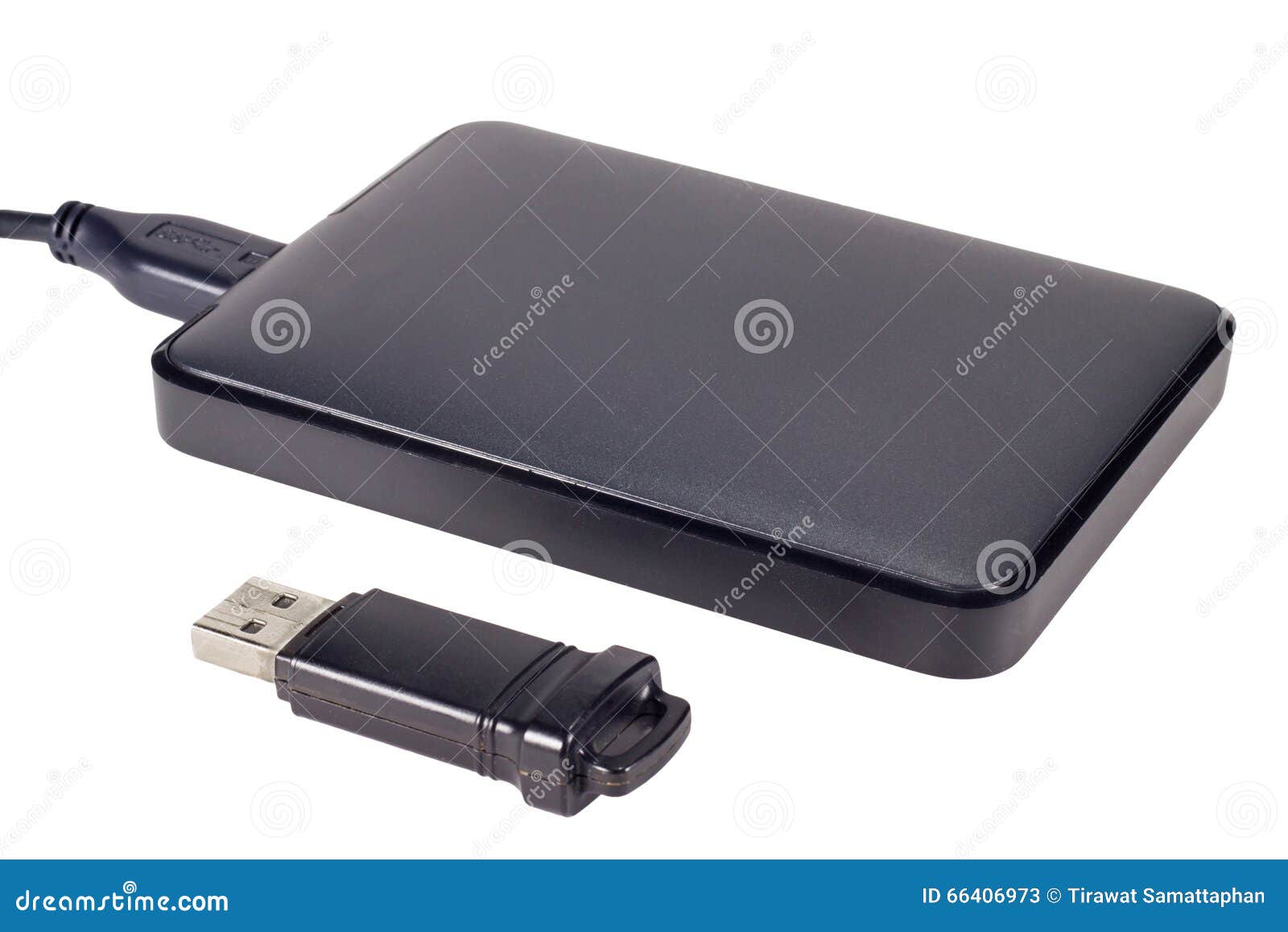External Hard Drive and USB Drive Isolated on White Background Stock ...
