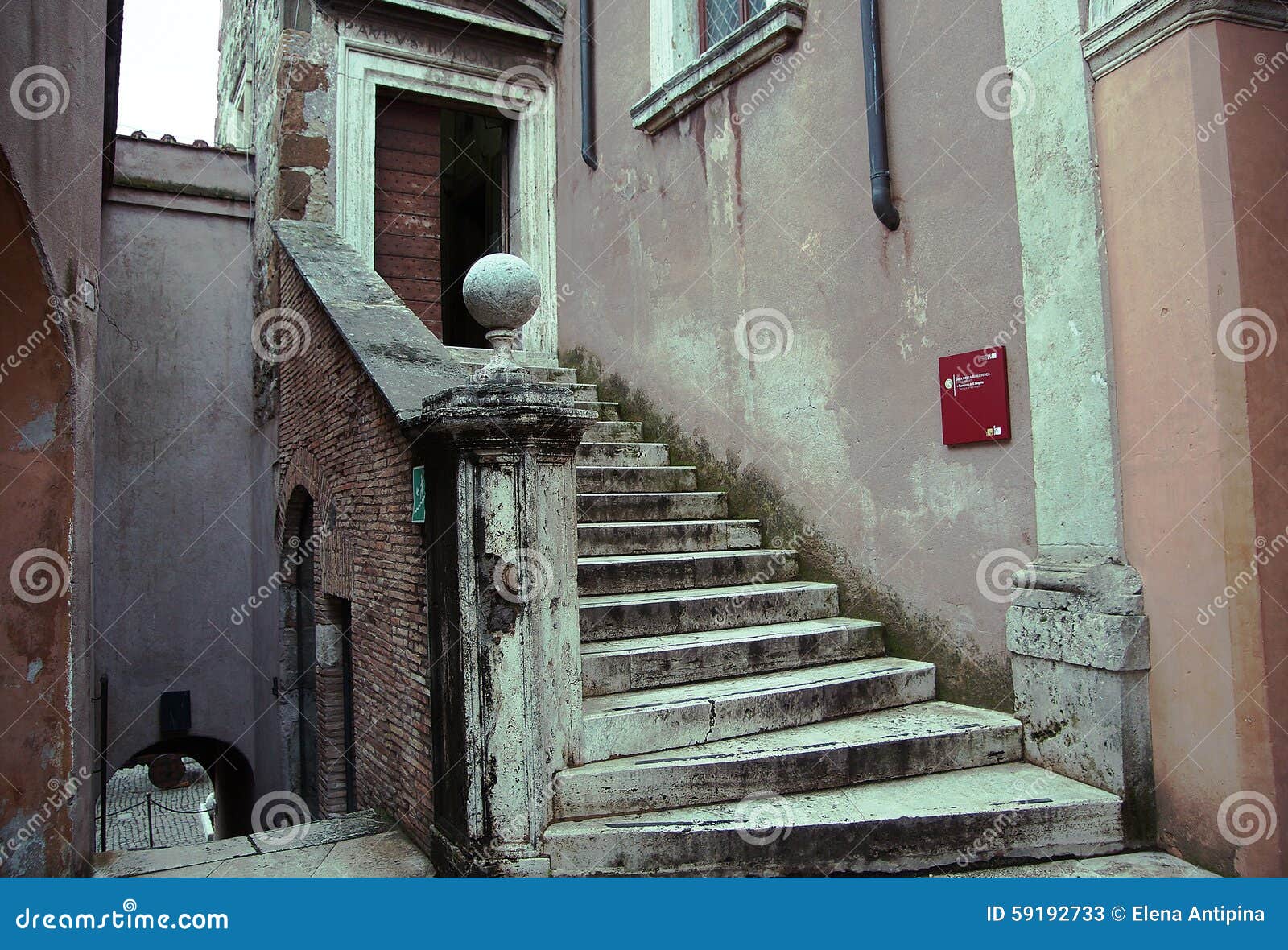 External Ladder in an Ancient Castle Stock Image - Image of steps ...