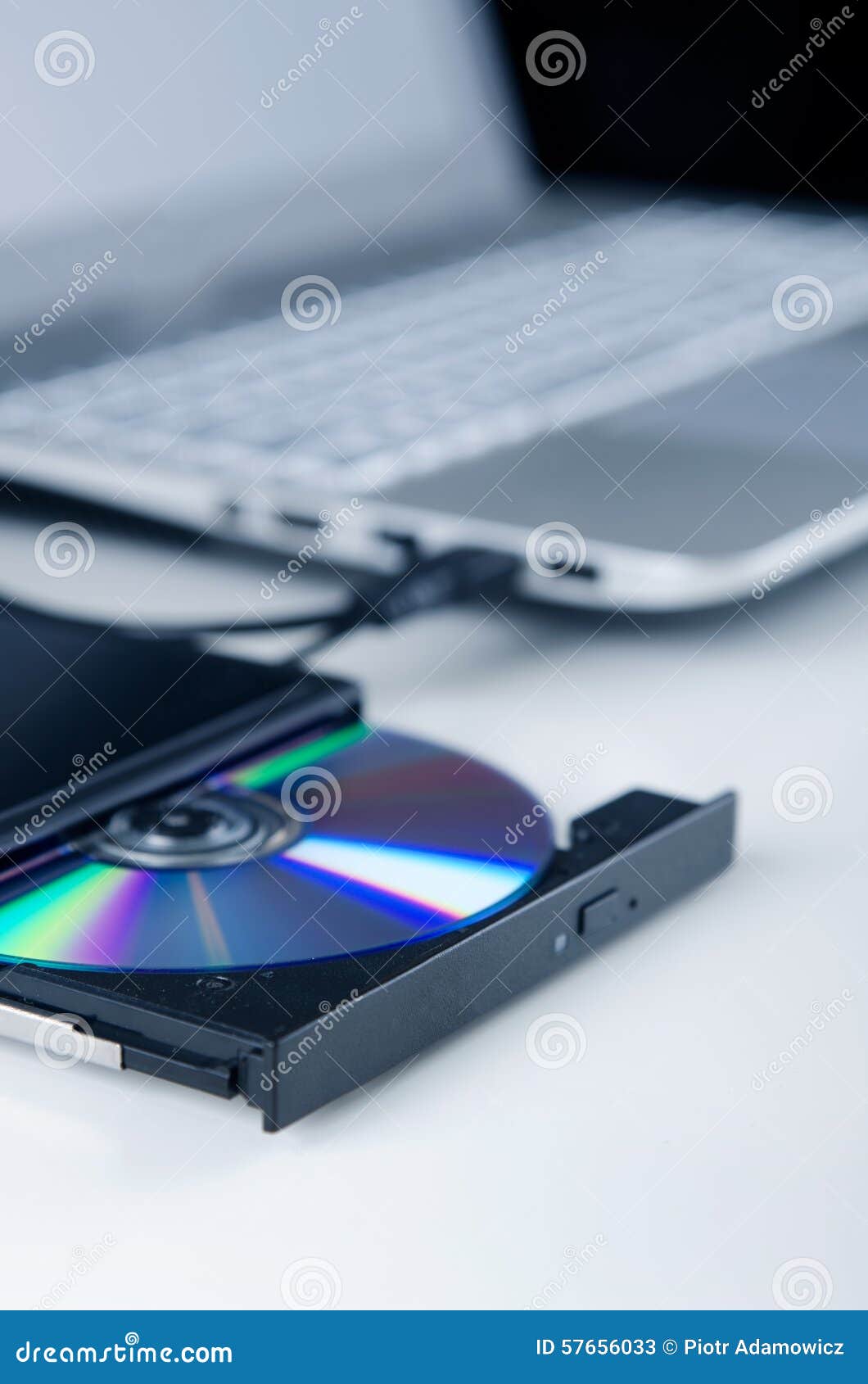 External Optical Disc Writer. Compact Device Connected Via USB P Stock ...