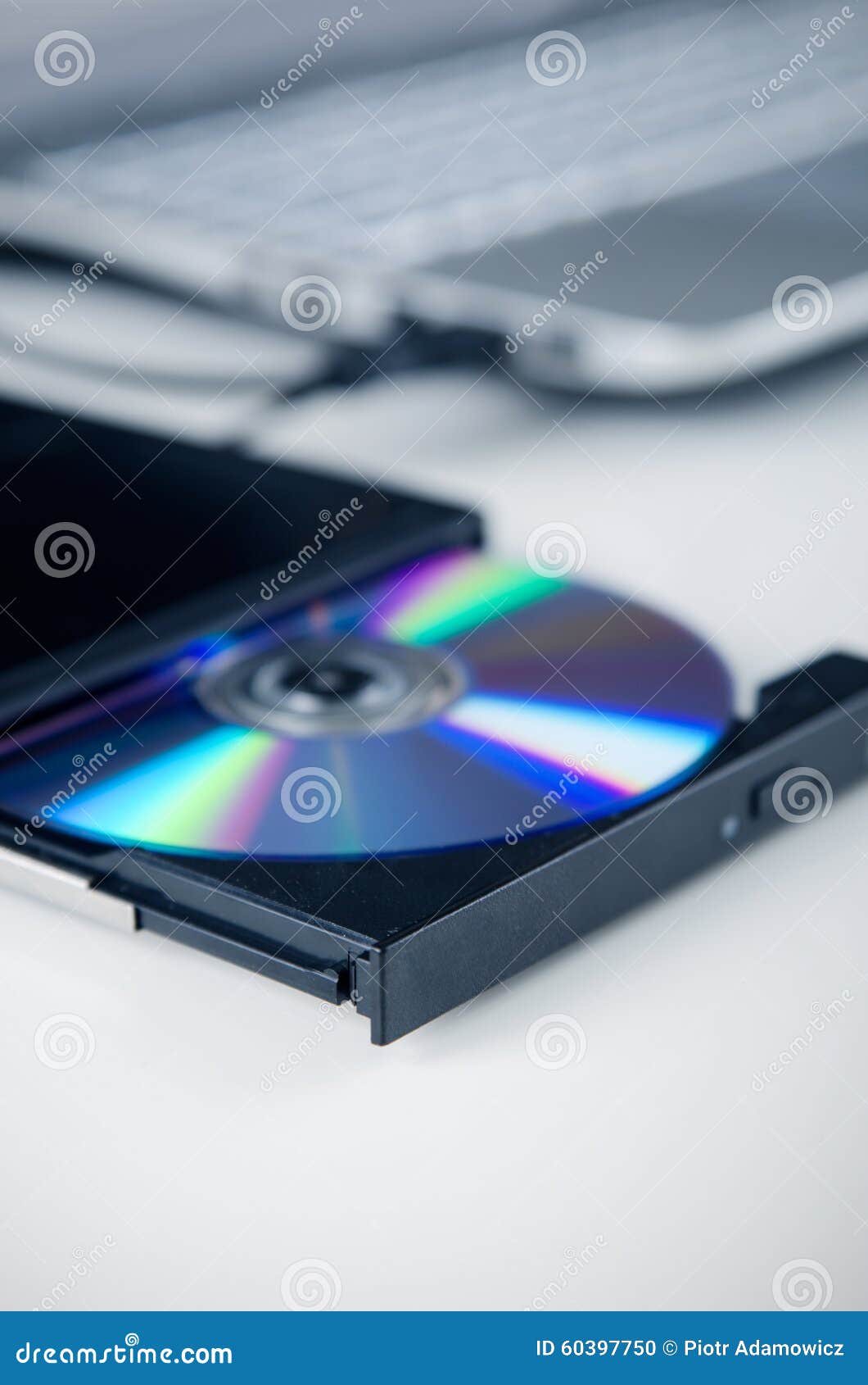 External Optical Disc Writer. Compact Device Connected Via USB P Stock ...