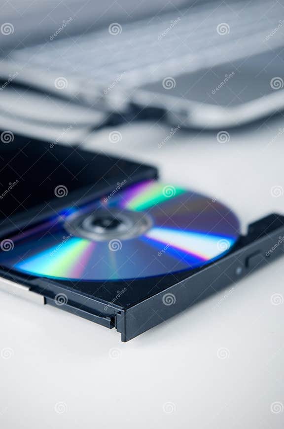 External Optical Disc Writer. Compact Device Connected Via USB P Stock ...