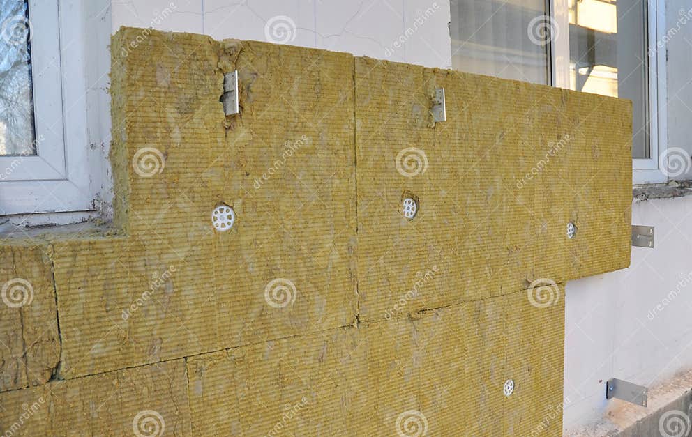 External Solid Wall Insulation with Mineral Wool. House Facade ...
