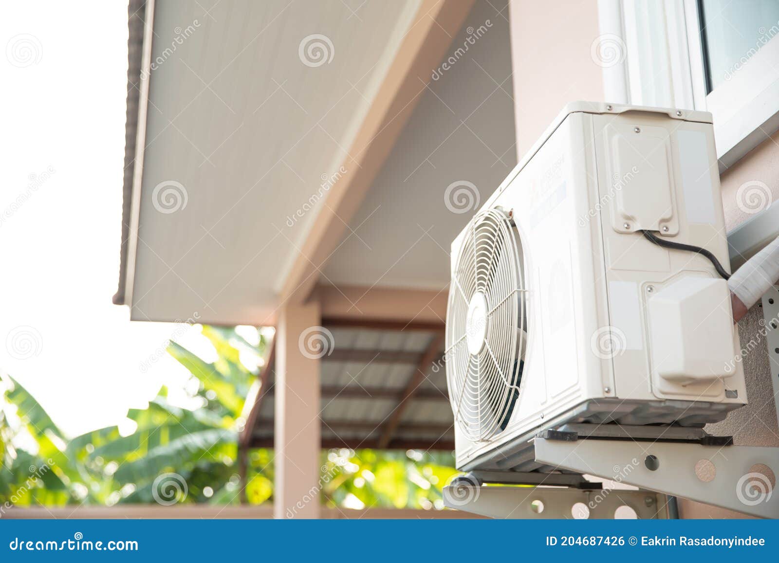 External Split Wall Air Conditioner Compressor Unit Stock Photo - Image ...