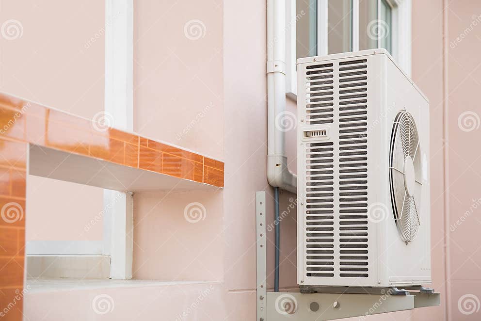 External Split Wall Air Conditioner Compressor Unit Stock Image - Image ...