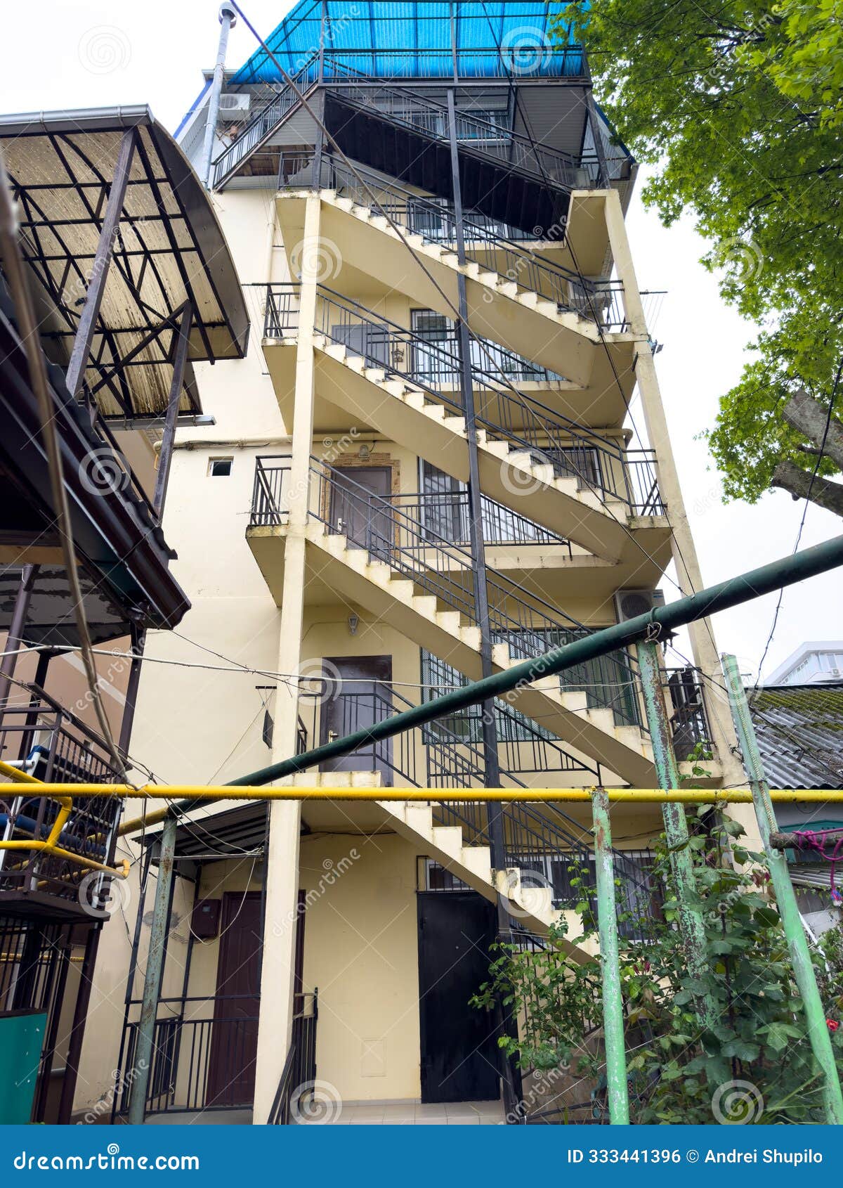 External Staircase in a Multi-story Building Stock Photo - Image of ...