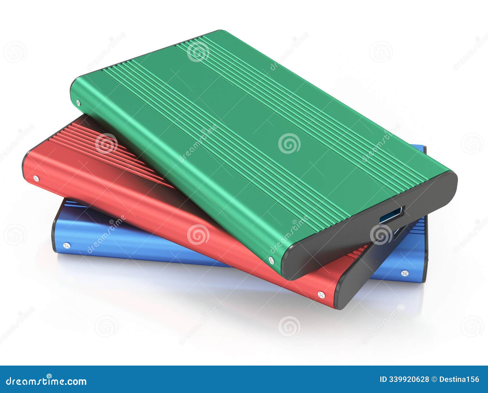 External Storage Units With USB Cable Isolated On White Background. 3D ...