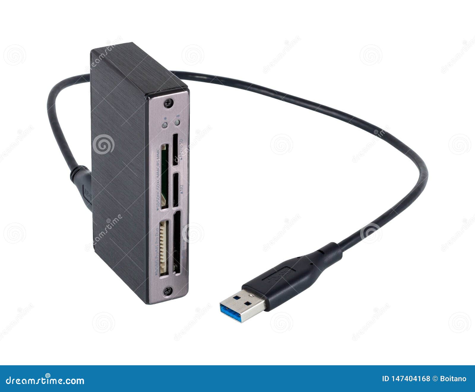 External USB 3.0 Multi Memory Card Reader with Cable Attached Isolated ...