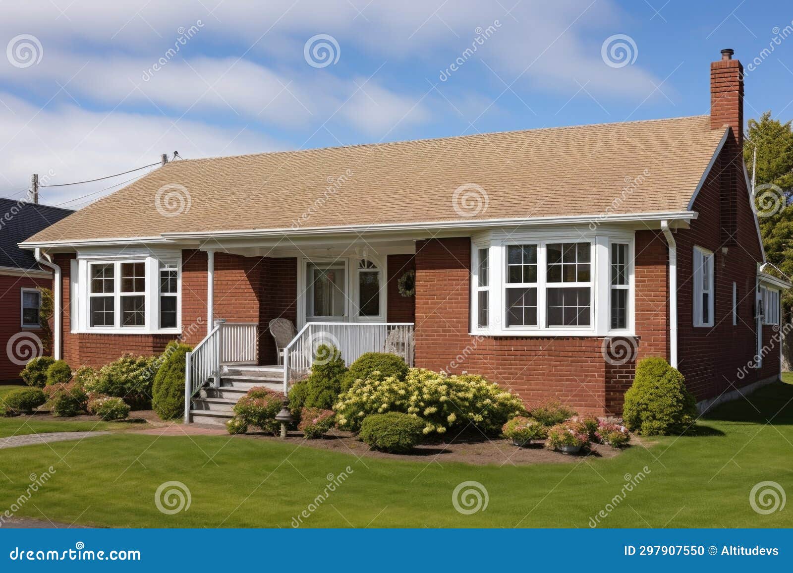 External View of a Brick Cape Cod House with a Side Gable Roof Stock ...