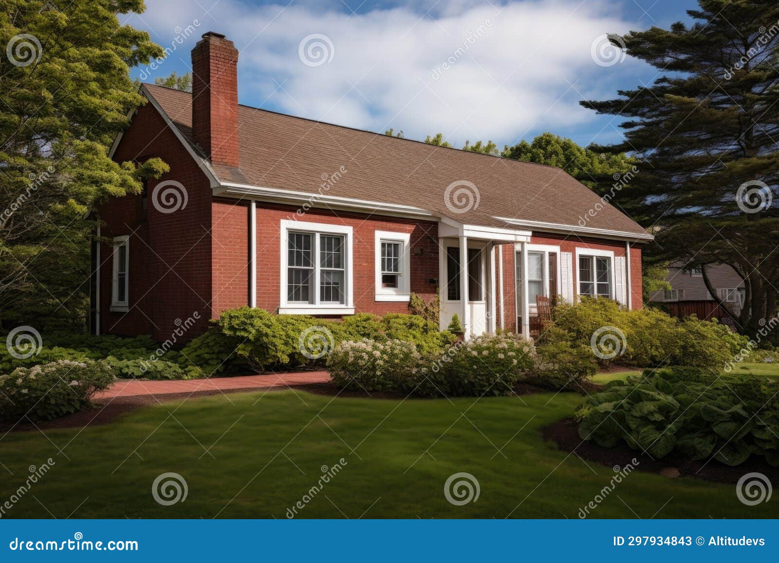 External View of a Brick Cape Cod House with a Side Gable Roof Stock ...