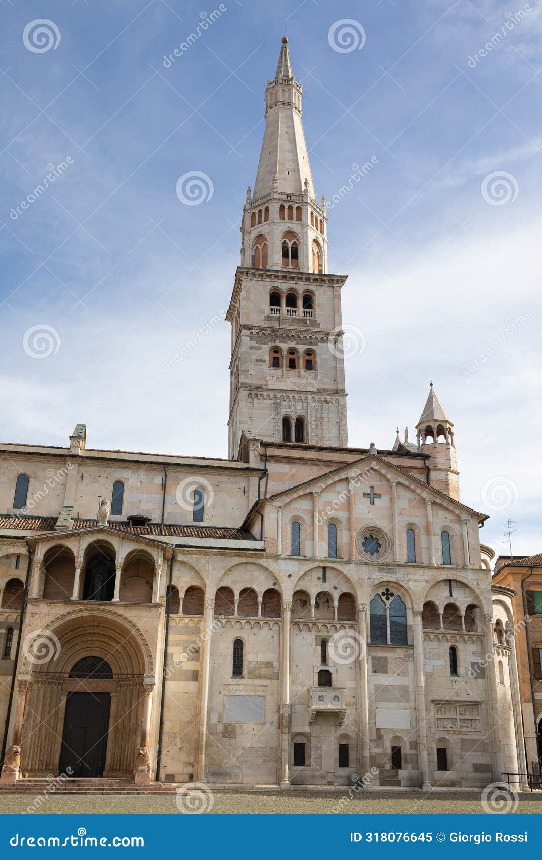 External View of the Cathedral and the Tower in Grande Square in Modena ...