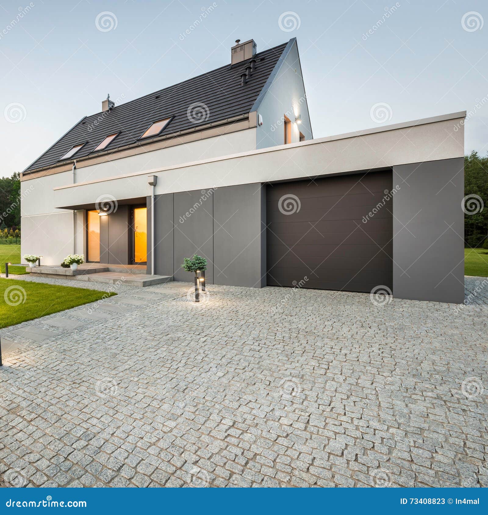 External View of Stylish House Stock Image - Image of home, outdoor ...