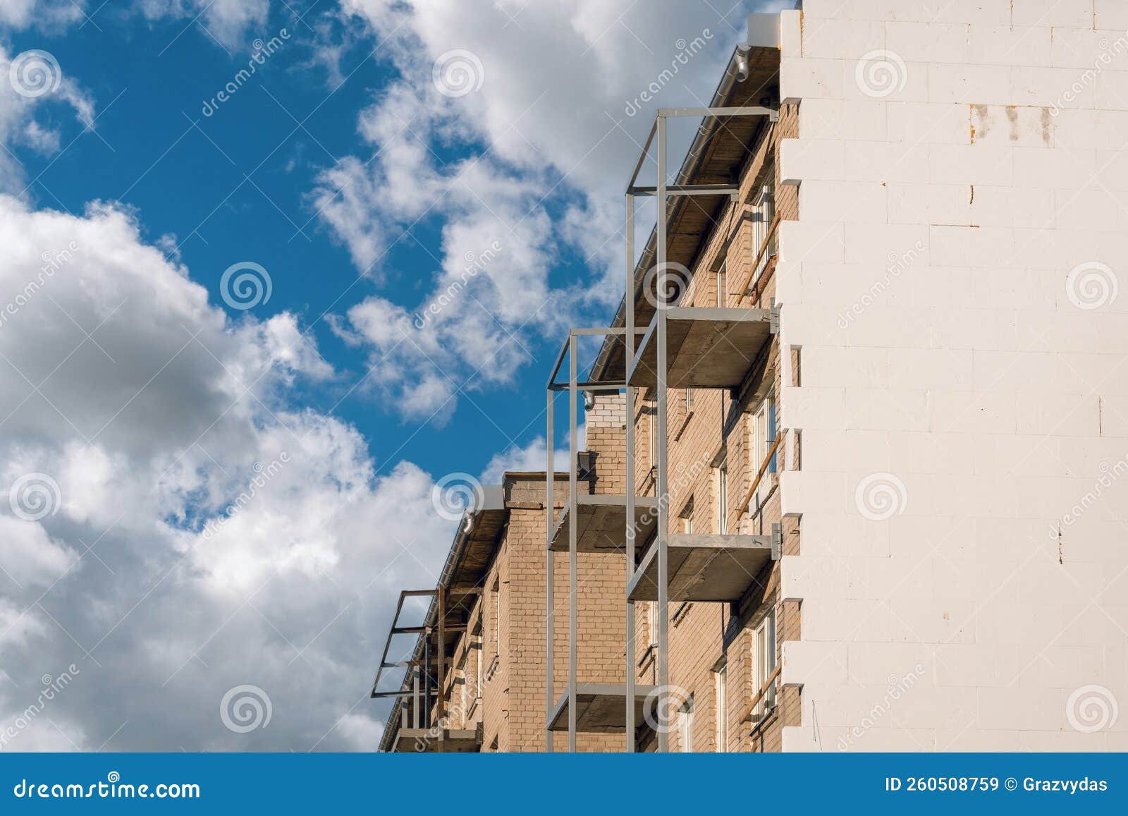 Wall Of Multistory Residential Building With Many Windows, Front View ...
