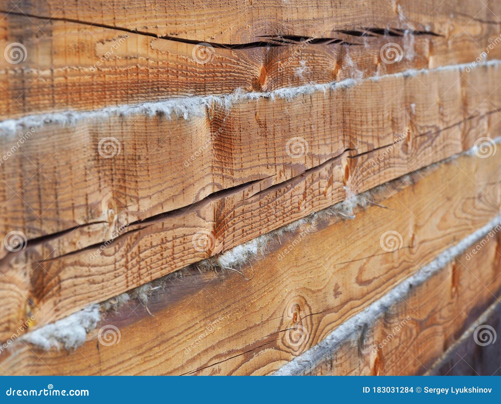 External Wall Made of Pine Timber with Seams Sealed Stock Photo - Image ...