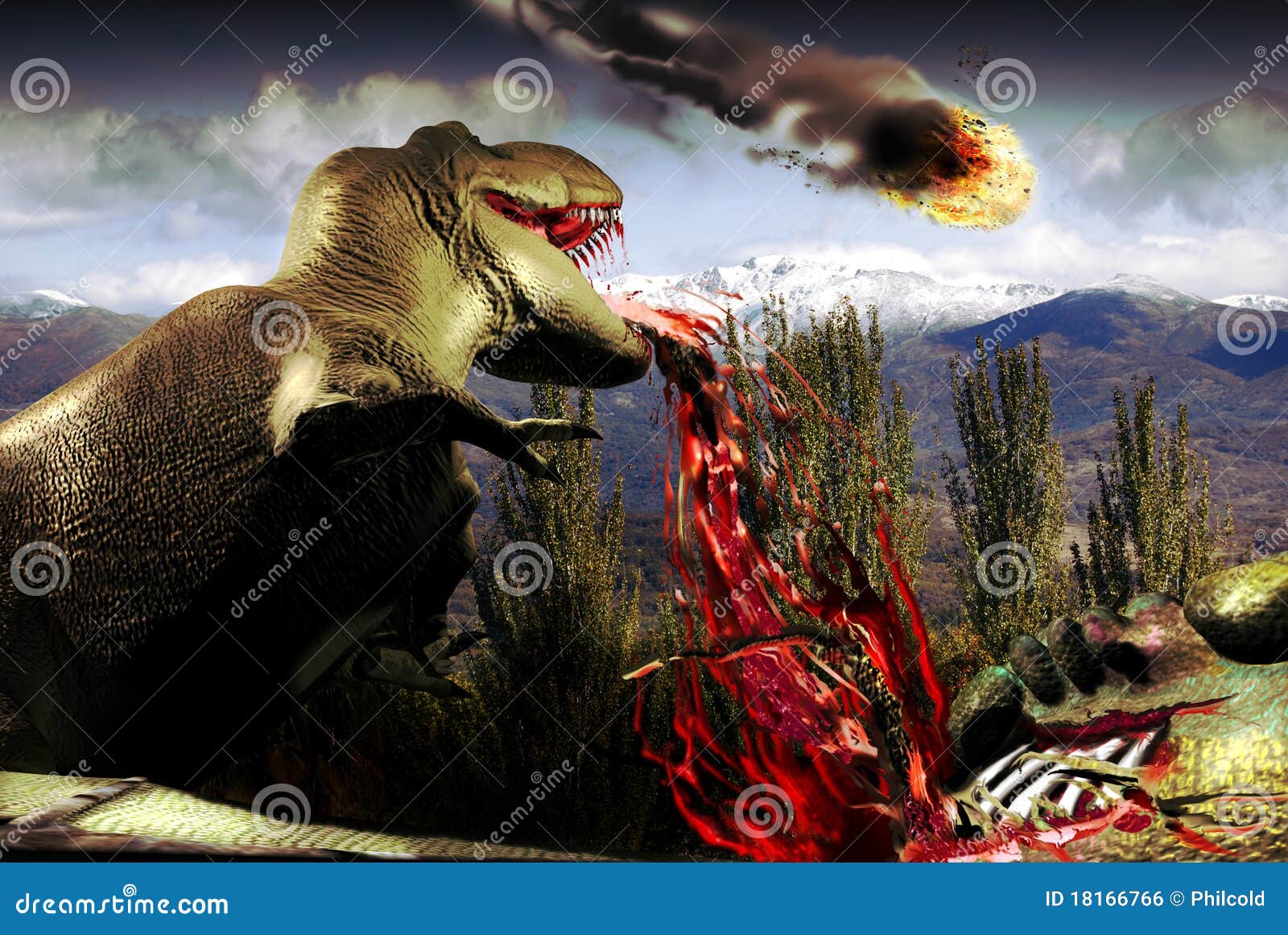 Extinção do dinossauro ilustração stock. Ilustração de montagem - 18166766