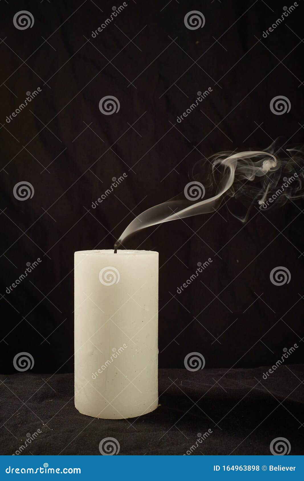 Extinct Candle And Smoke On A Black Background. Stock Photo ...