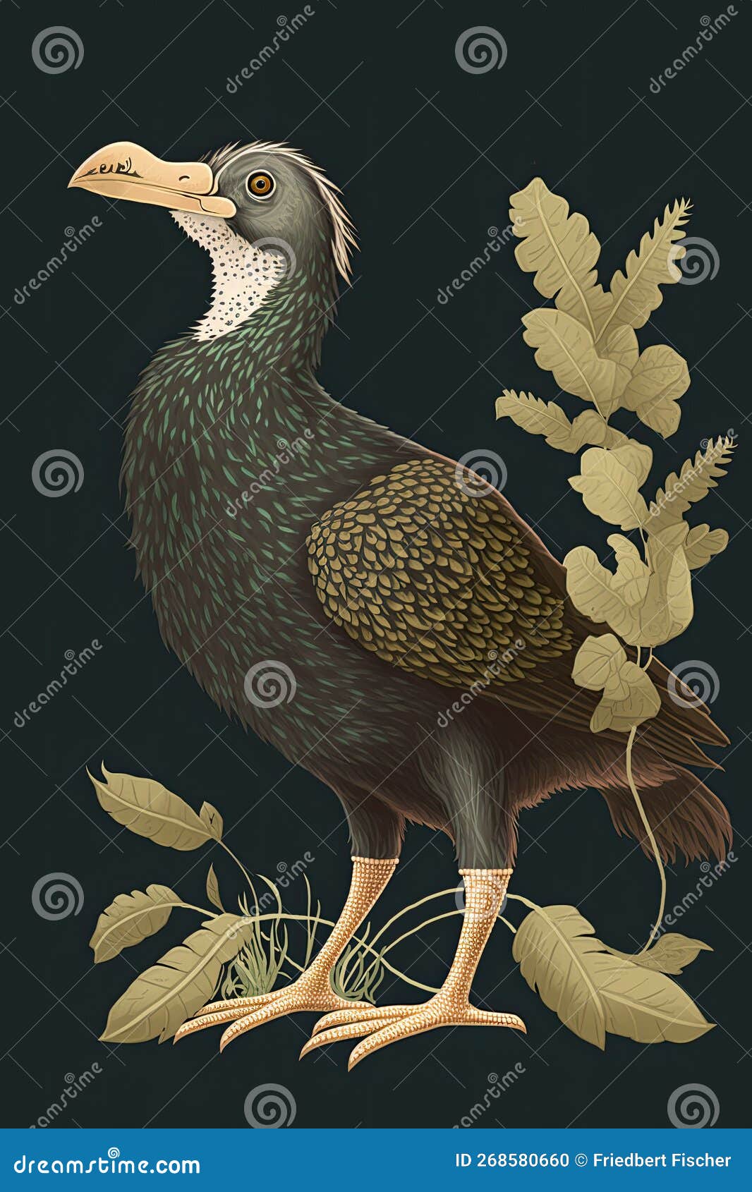 An Extinct Dront, Dodo Bird, or Raphus Cucullatus in Latin. Imaginary ...