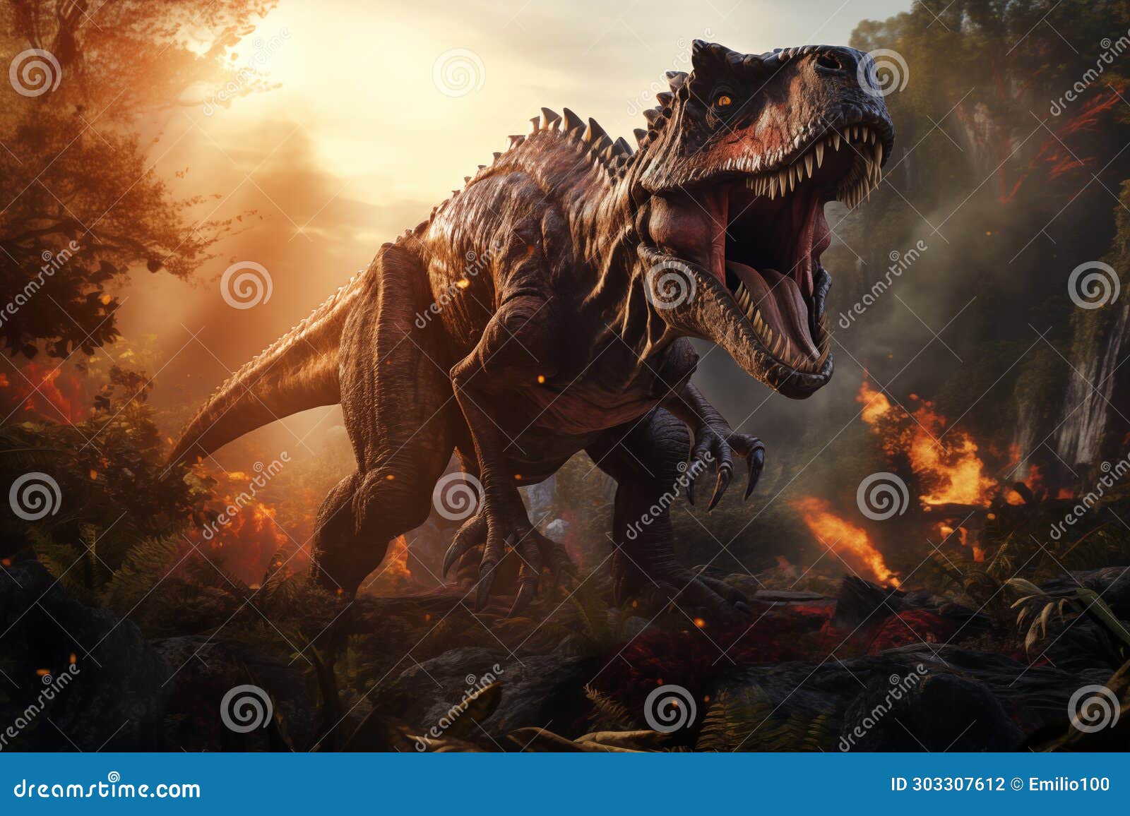 The Extinct World of Dinosaurs, Illustration Generative AI Stock ...