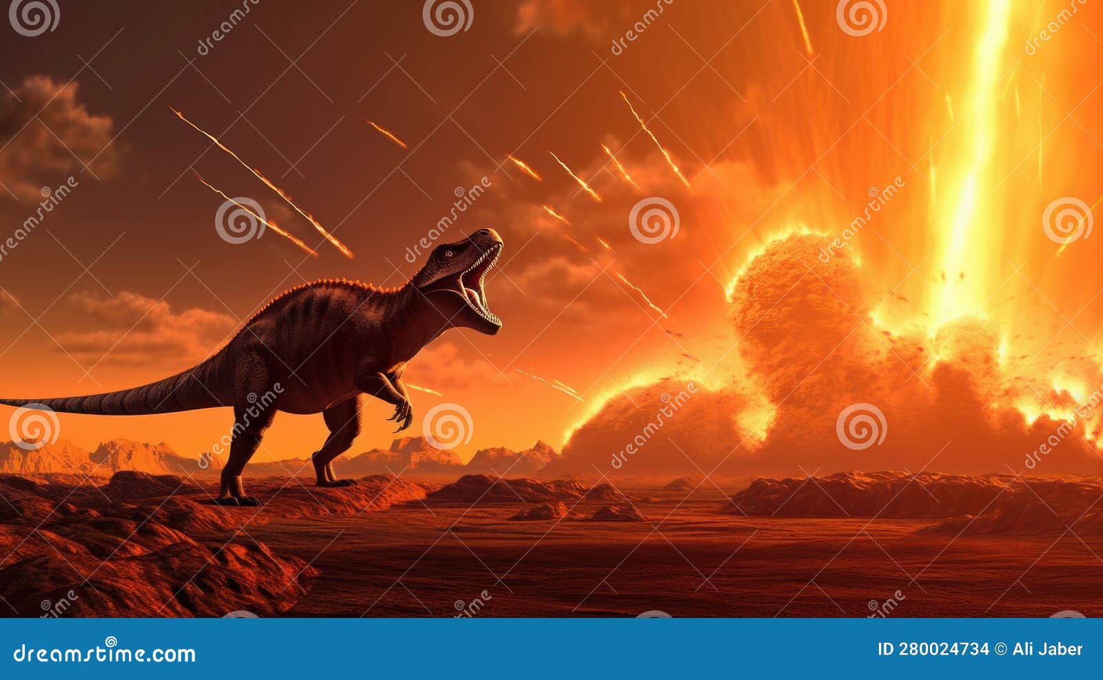Extinction of the Dinosaurs by a Meteor Impact Scene Ai, Ai Generative ... Extinction of the Dinosaurs by a Meteor Impact Scene Ai, Ai Generative ...
