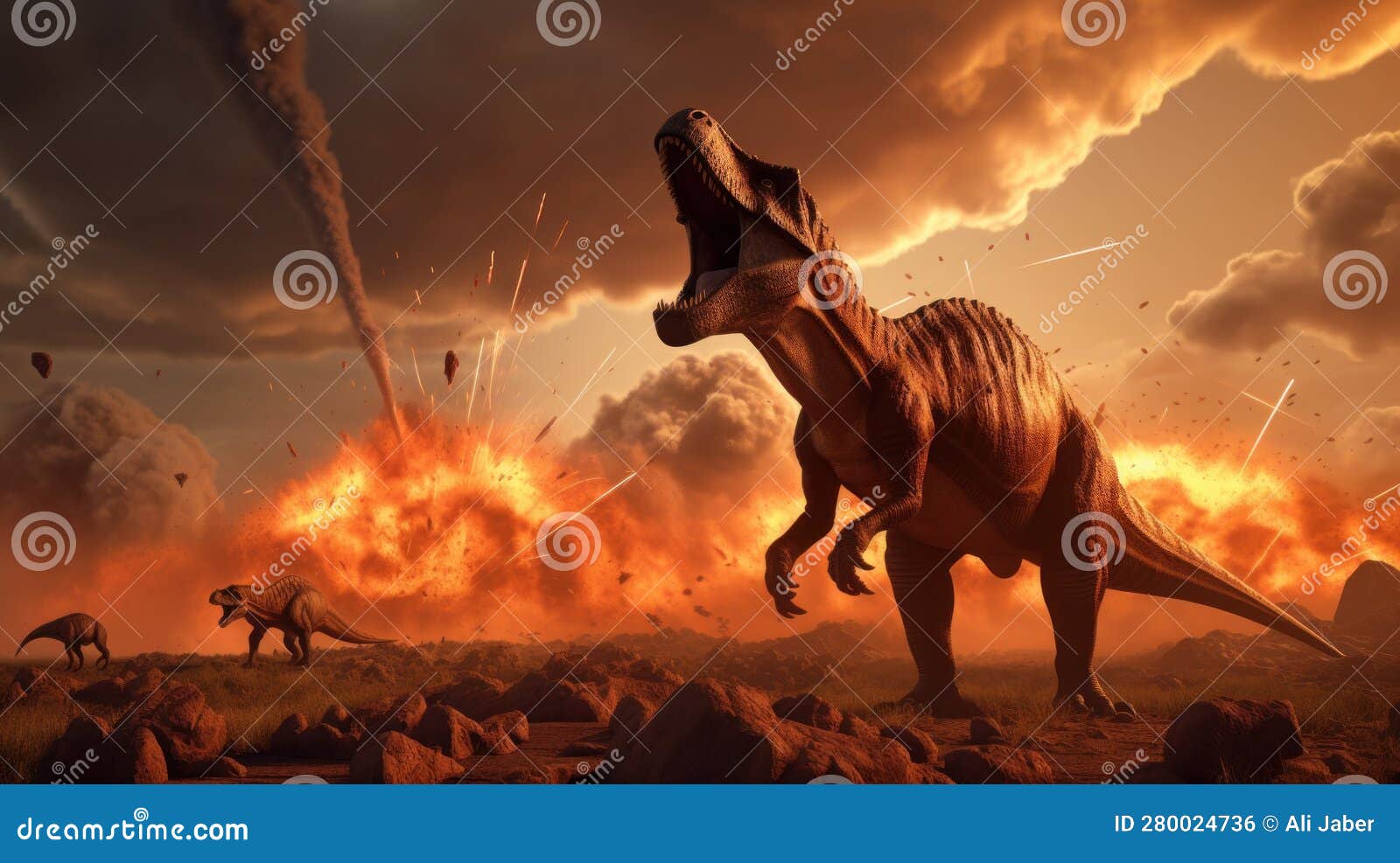 Extinction of the Dinosaurs by a Meteor Impact Scene Ai, Ai Generative ... Extinction of the Dinosaurs by a Meteor Impact Scene Ai, Ai Generative ...