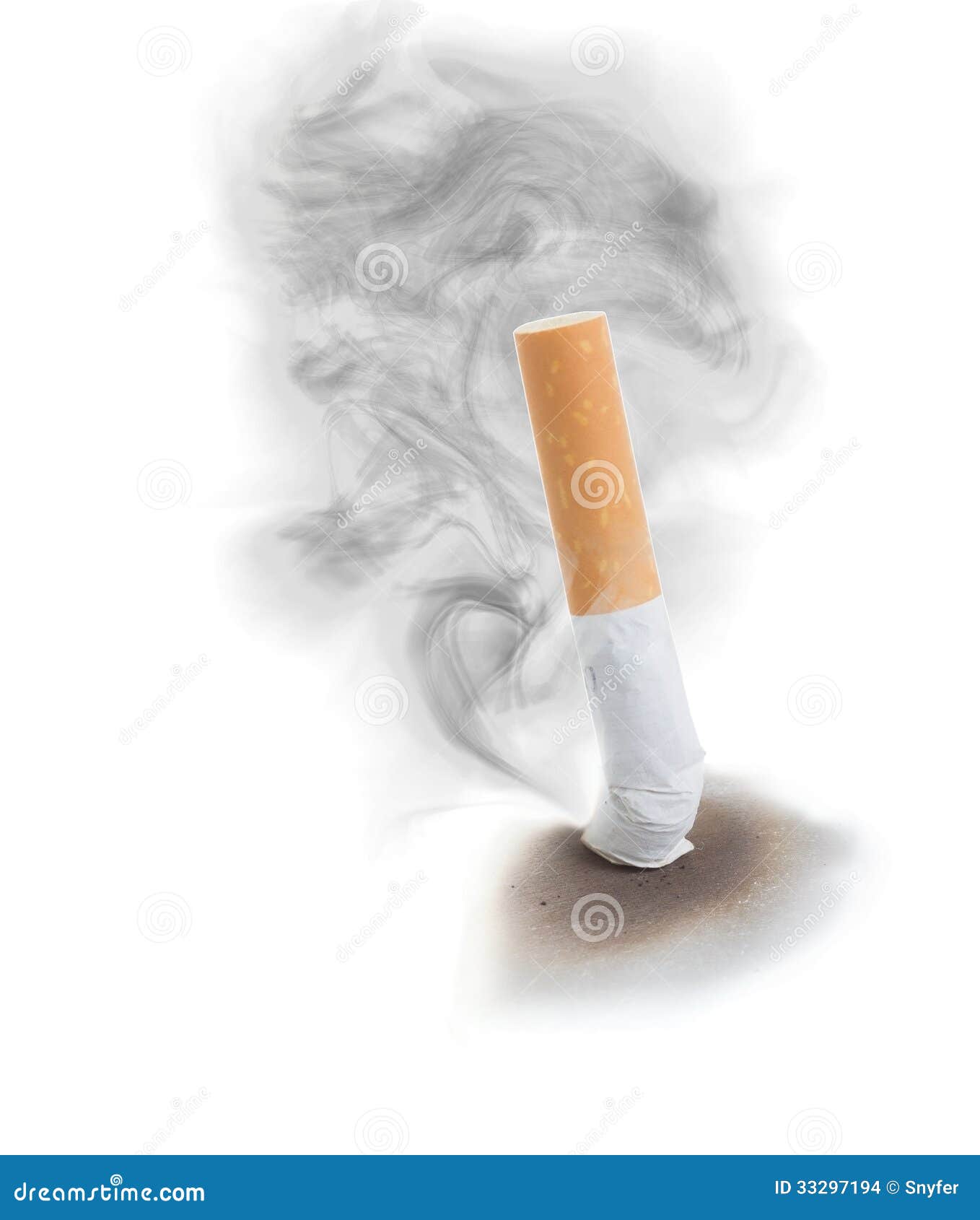 Extinguised Sigarette with Smoke Cloud. Stock Photo - Image of white ...