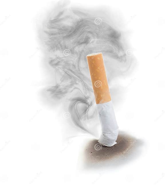 Extinguised Sigarette with Smoke Cloud. Stock Photo - Image of white ...