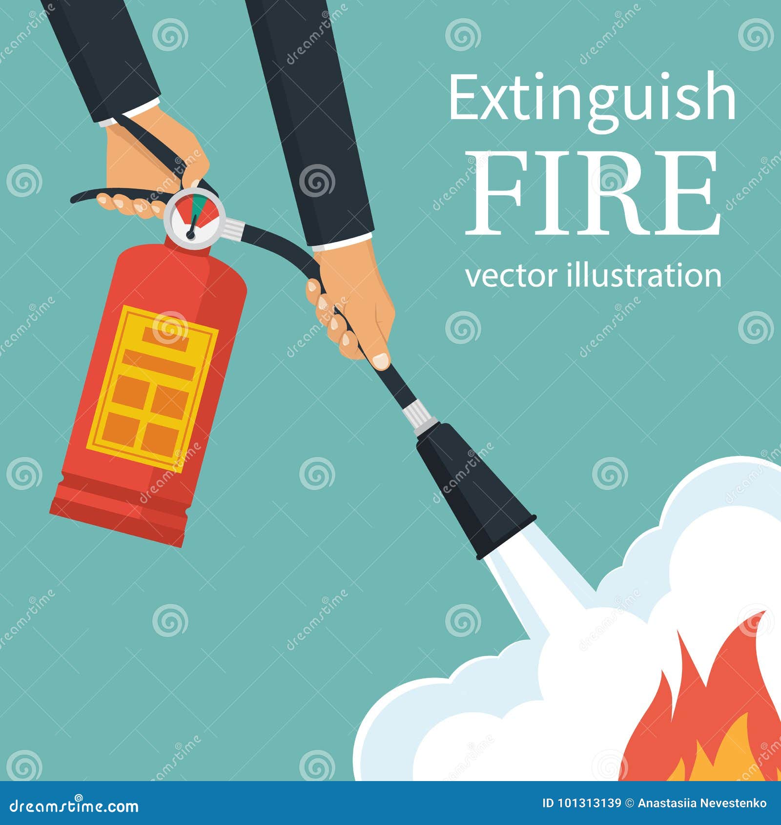 Extinguish fire vector stock vector. Illustration of flammable - 101313139